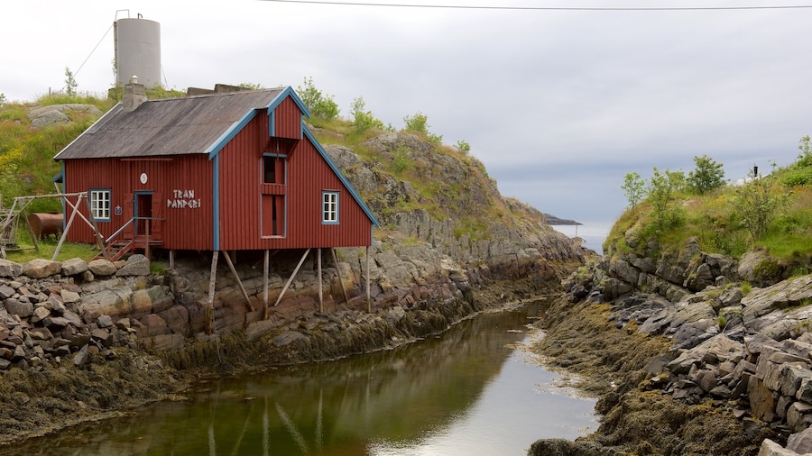 Norwegian Fishing Village Museum que inclui um rio ou córrego
