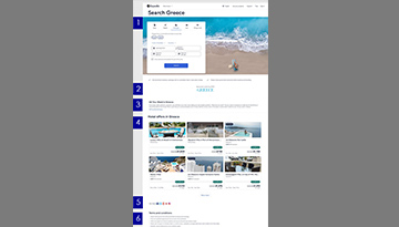Branded landing page example with standard modules labeled