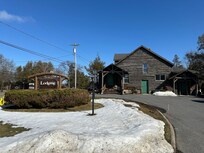 Lodge and parking area