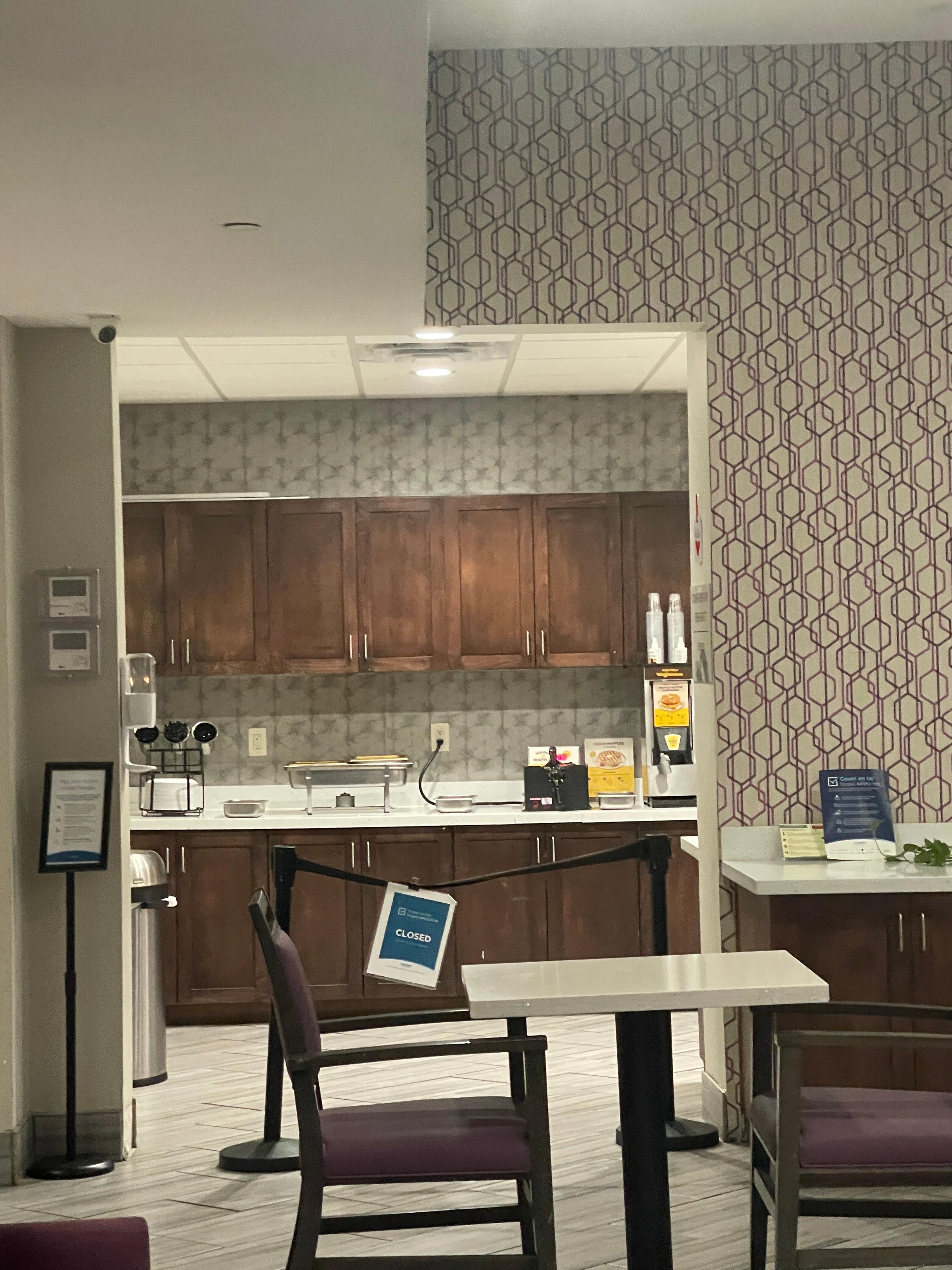 Breakfast not open at the time our card envelope said