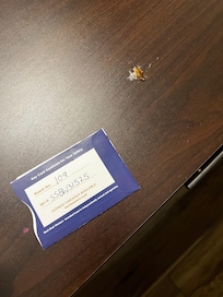 Roaches I had to kill to keep them away from me and my things. There were more. My room key is there as well as proof of room #.