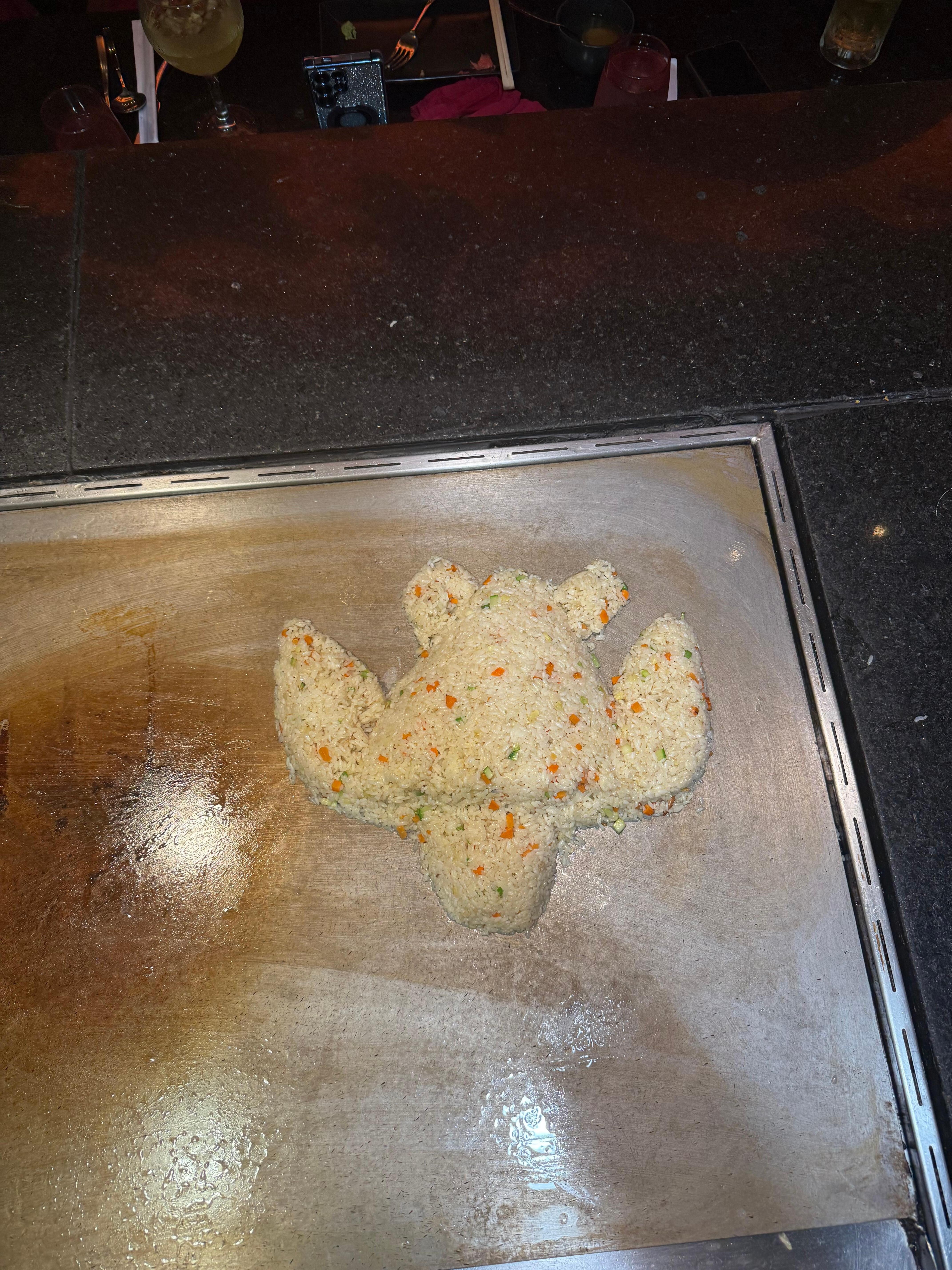 Picture of a sea turtle made from rice at one of the restaurants! 