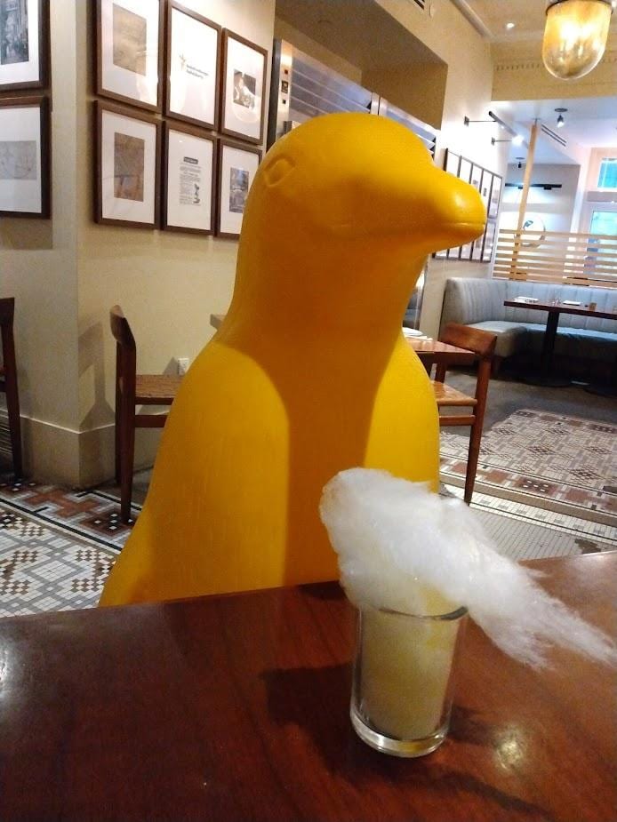Penguin joined us for dessert. 