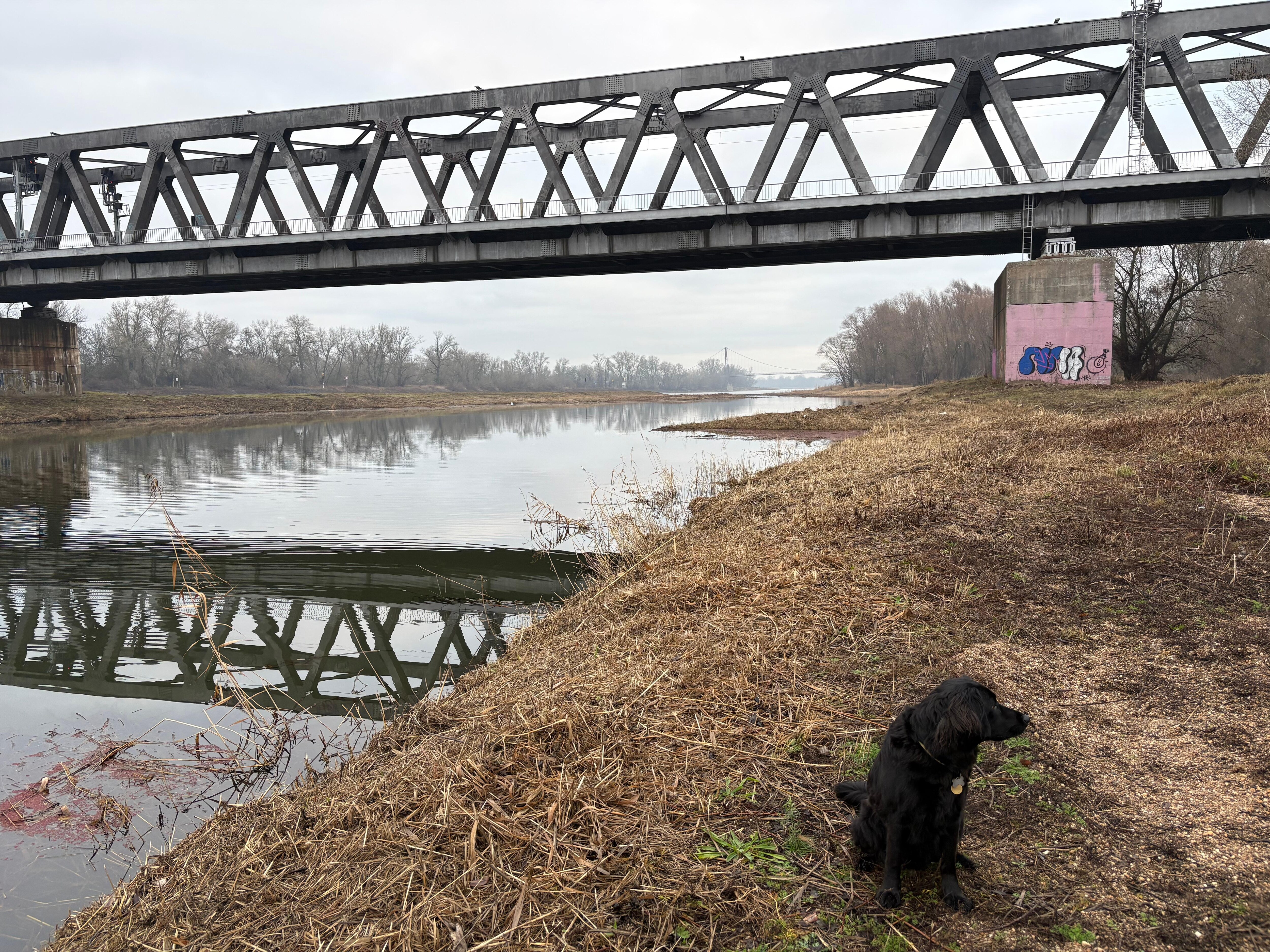 Eine alte Zugbrücke. Die Züge hört man nicht.