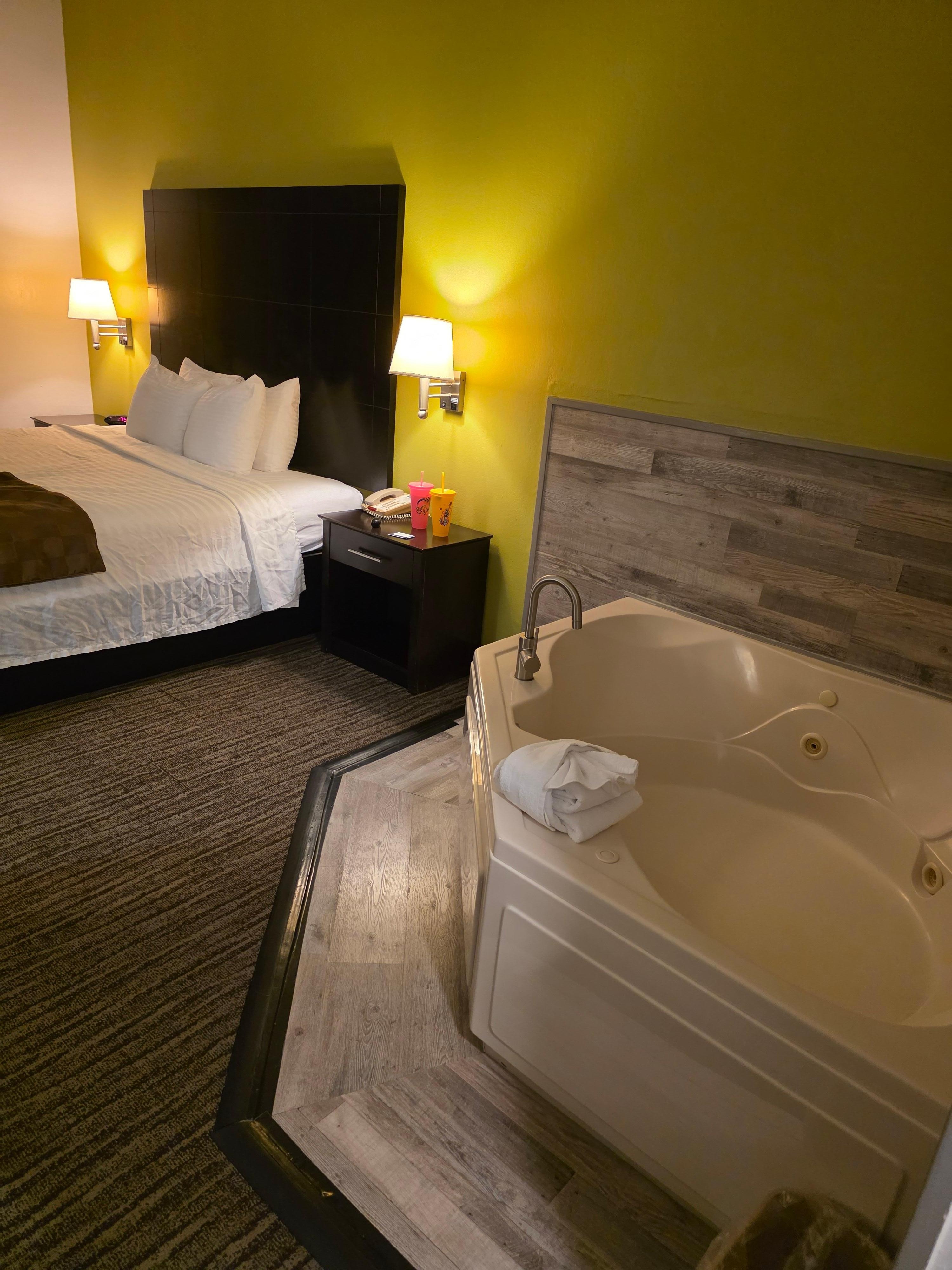 King bed and hot tub