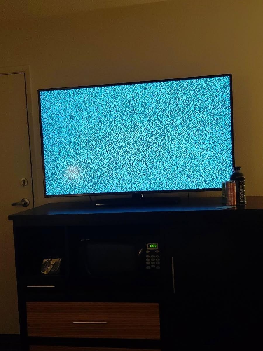 TV in room with almost no working channels.