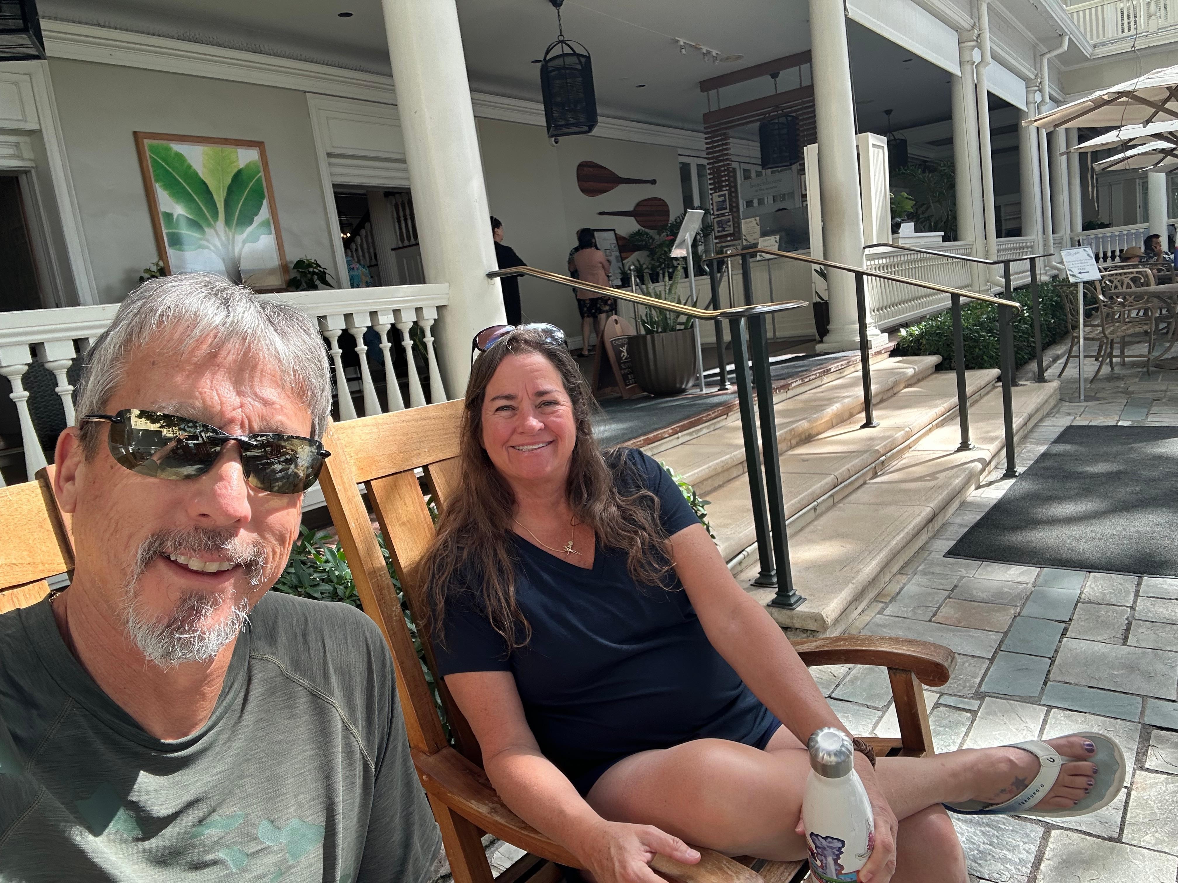 Fun rocking chairs in the front and back of the hotel