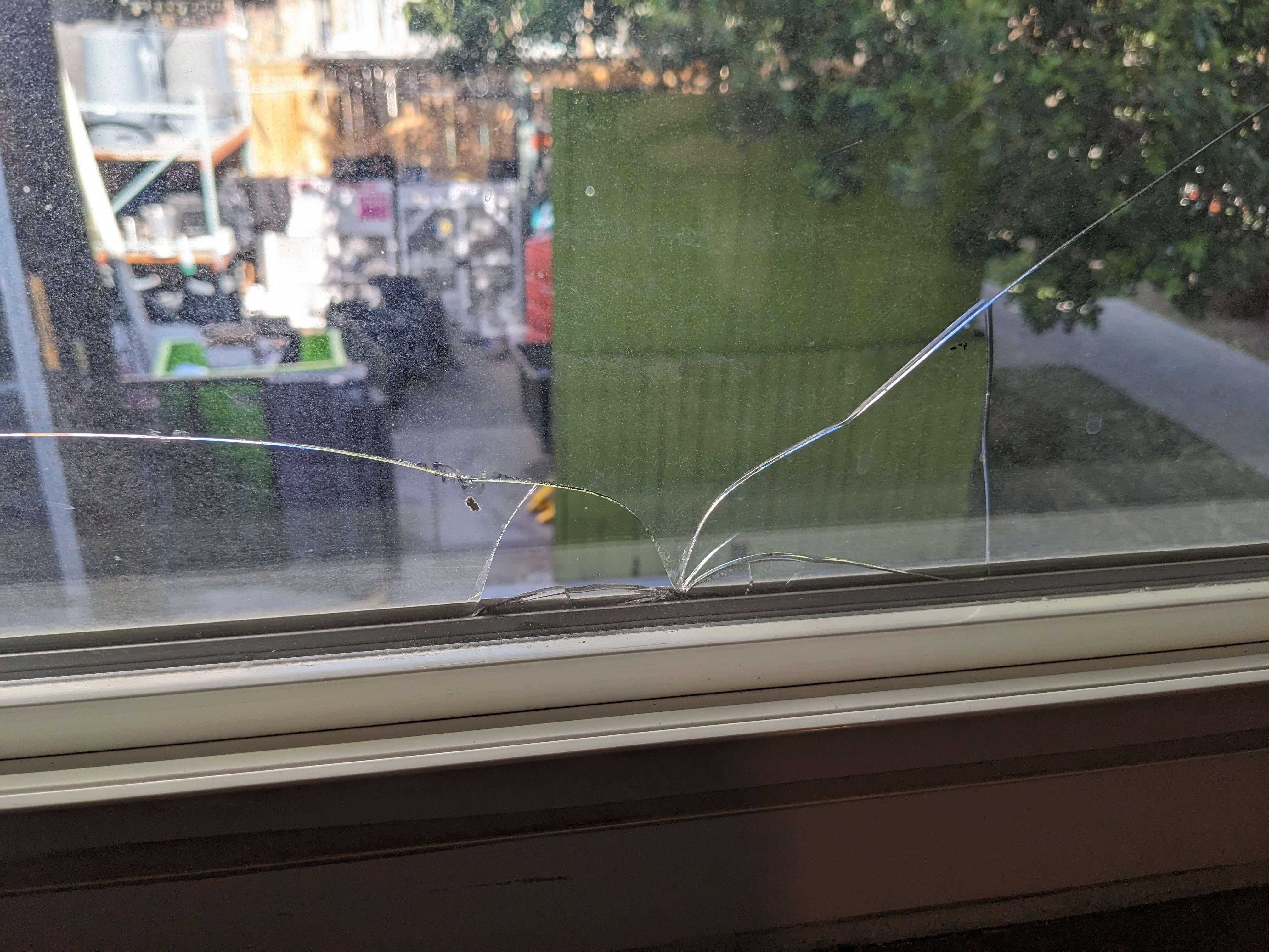 Broken outer glass window