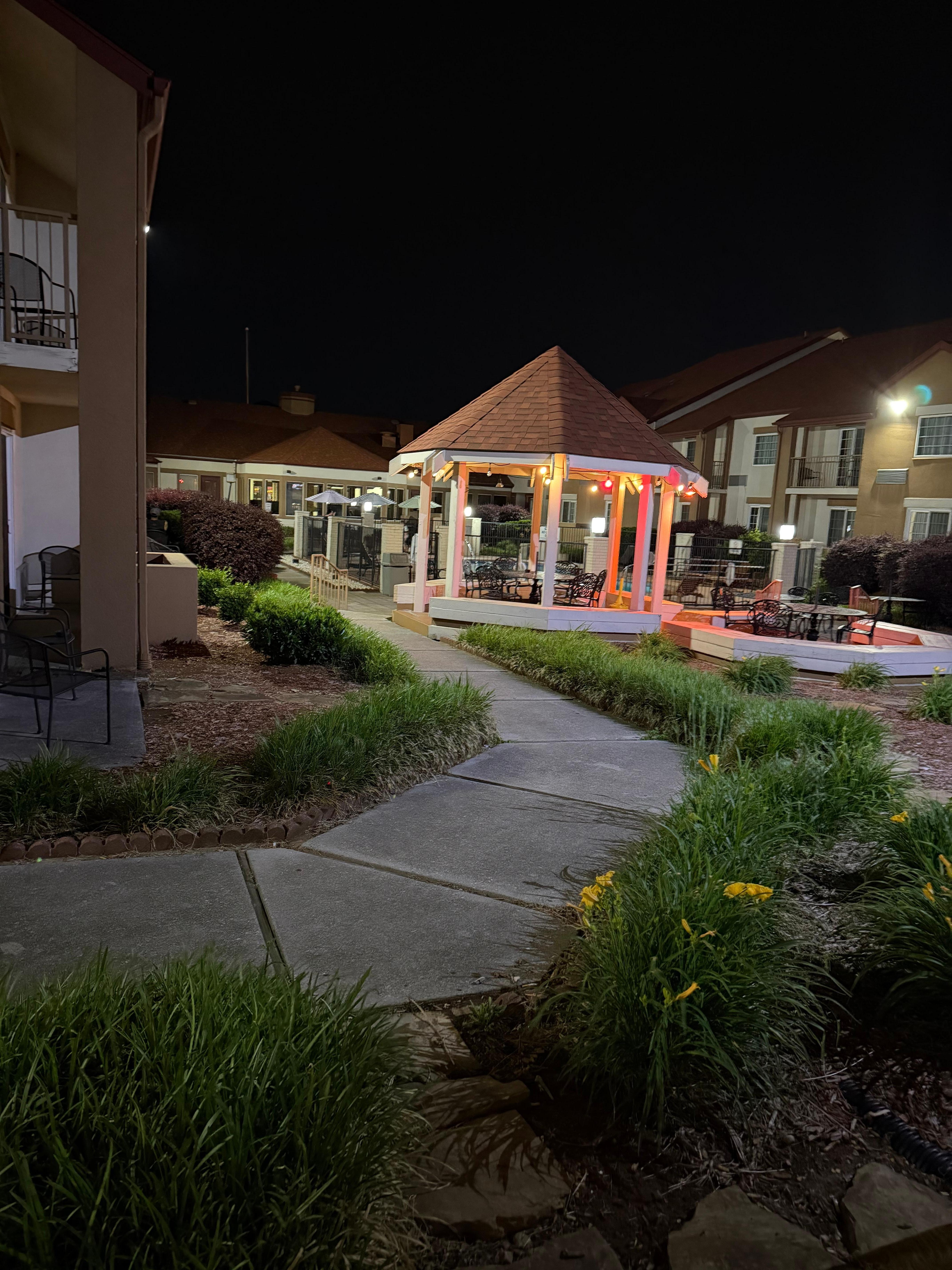 Night time view from our patio area.