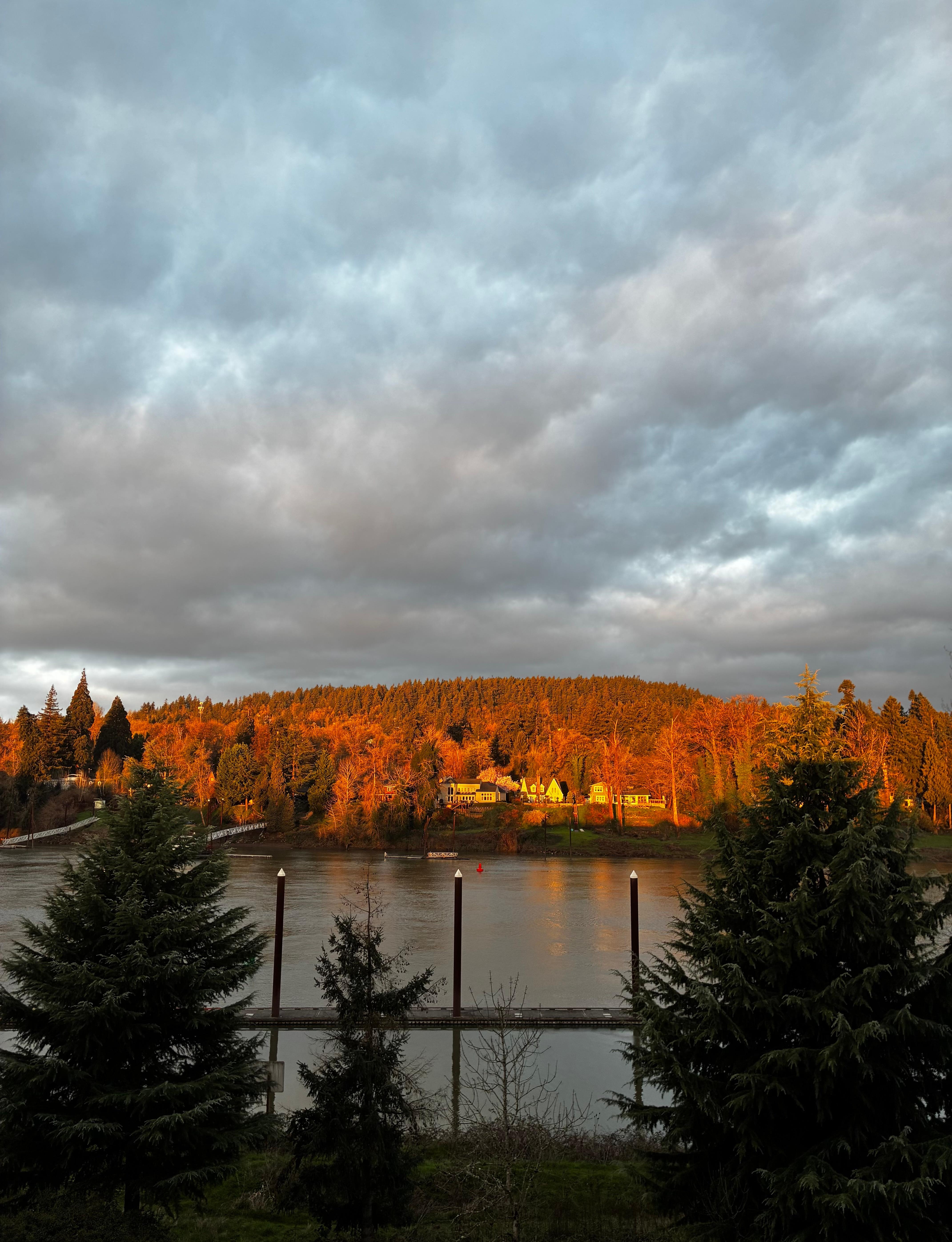 Morning view from our 4th floor balcony overlooking Willamette River 