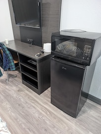 Where the microwave and refrigerator were upon my arrival