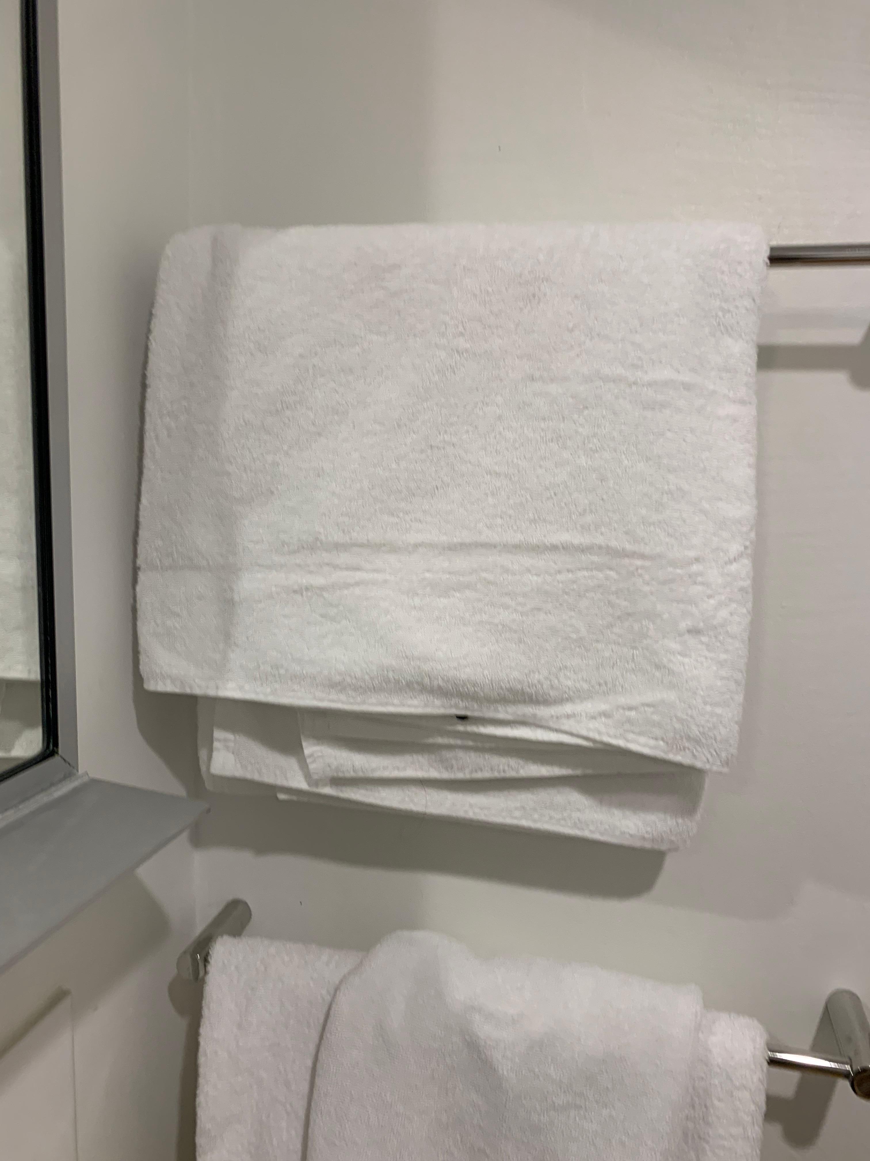 creased used towel when we walked into the room