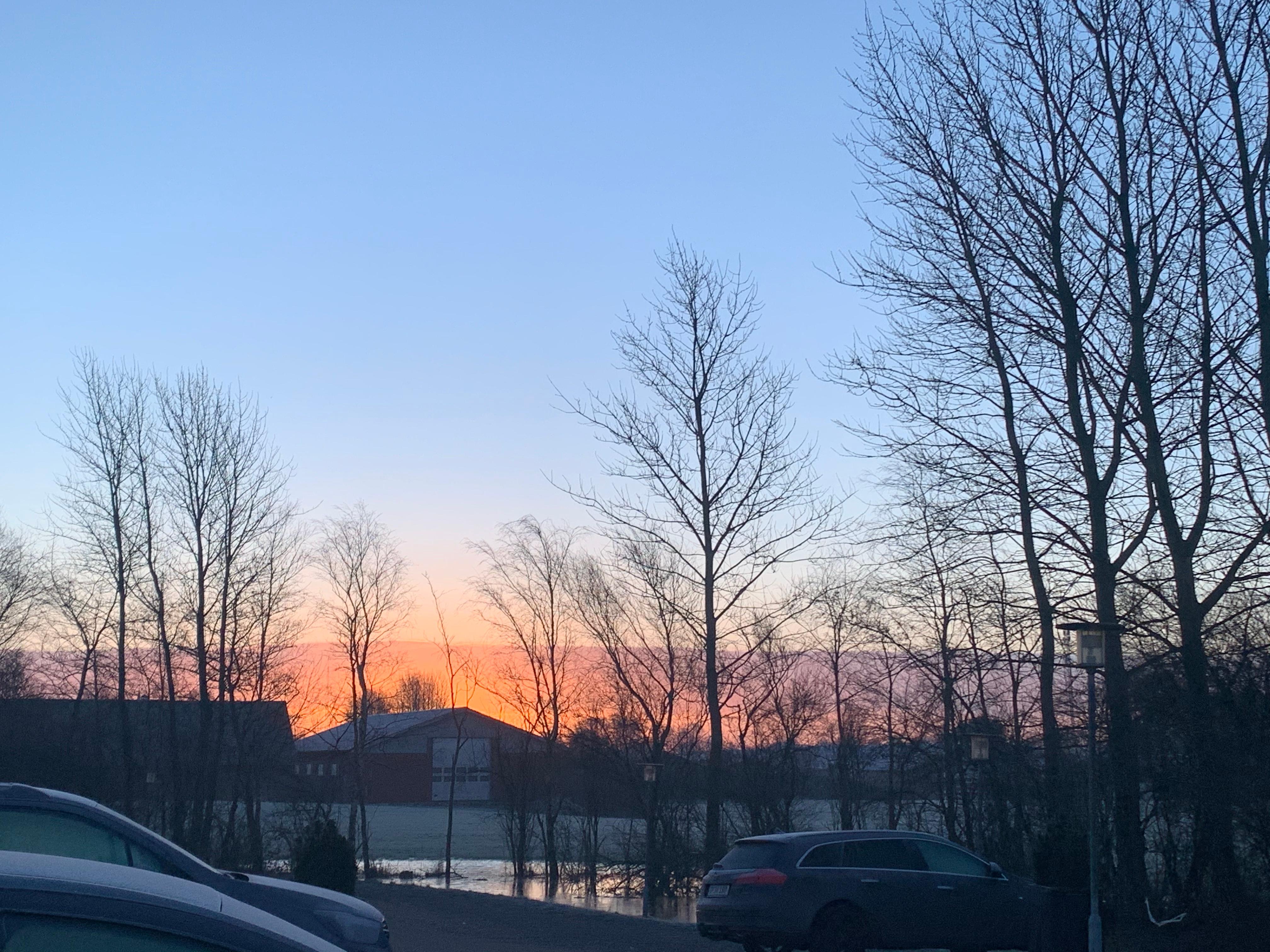 From just a step away from my room, Lively Danish Sunrise before my yummy breakfast available luckily from 6:30 in the morning 