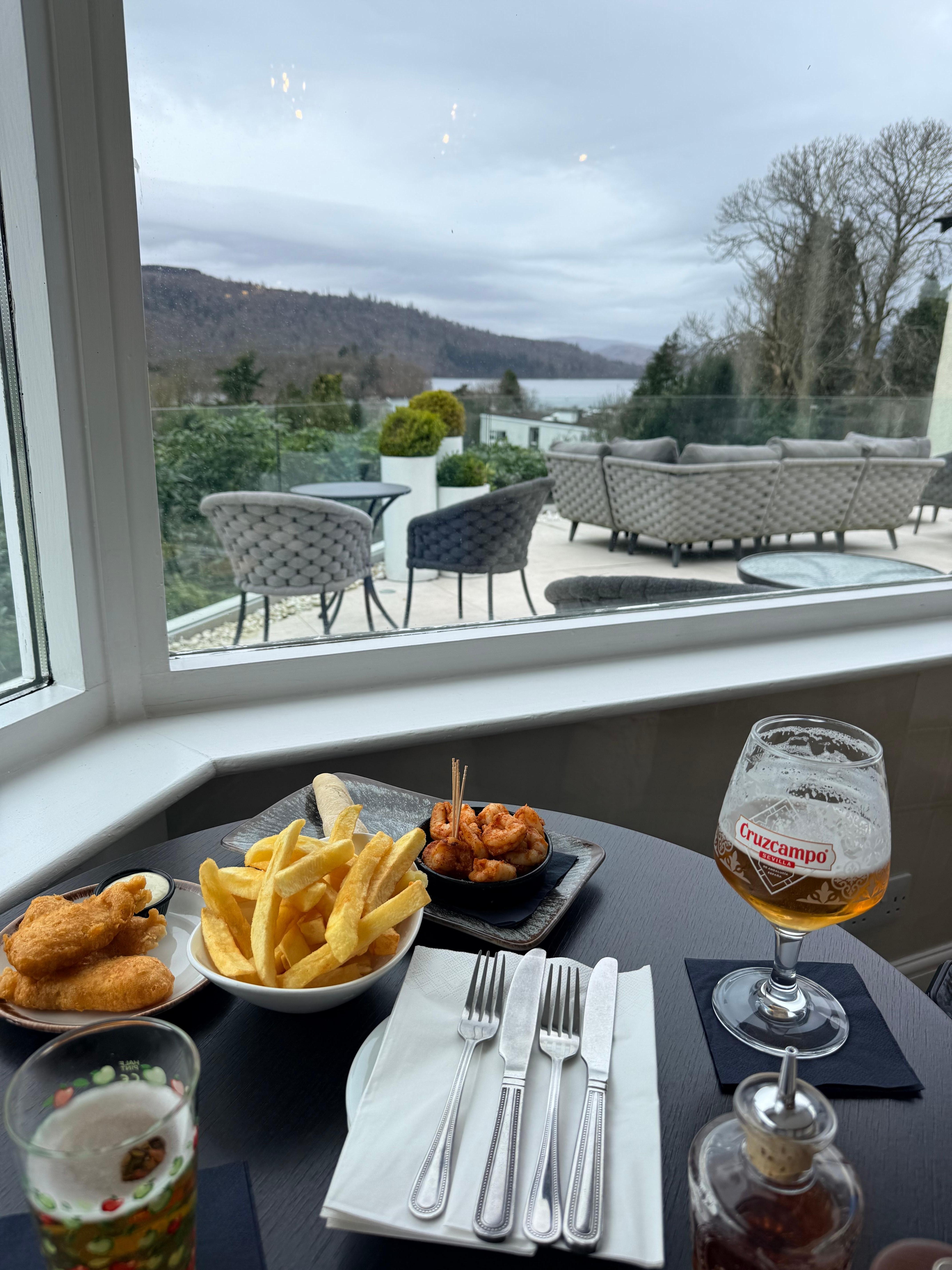 Tapas in the bar area over looking Lake Windermere. 