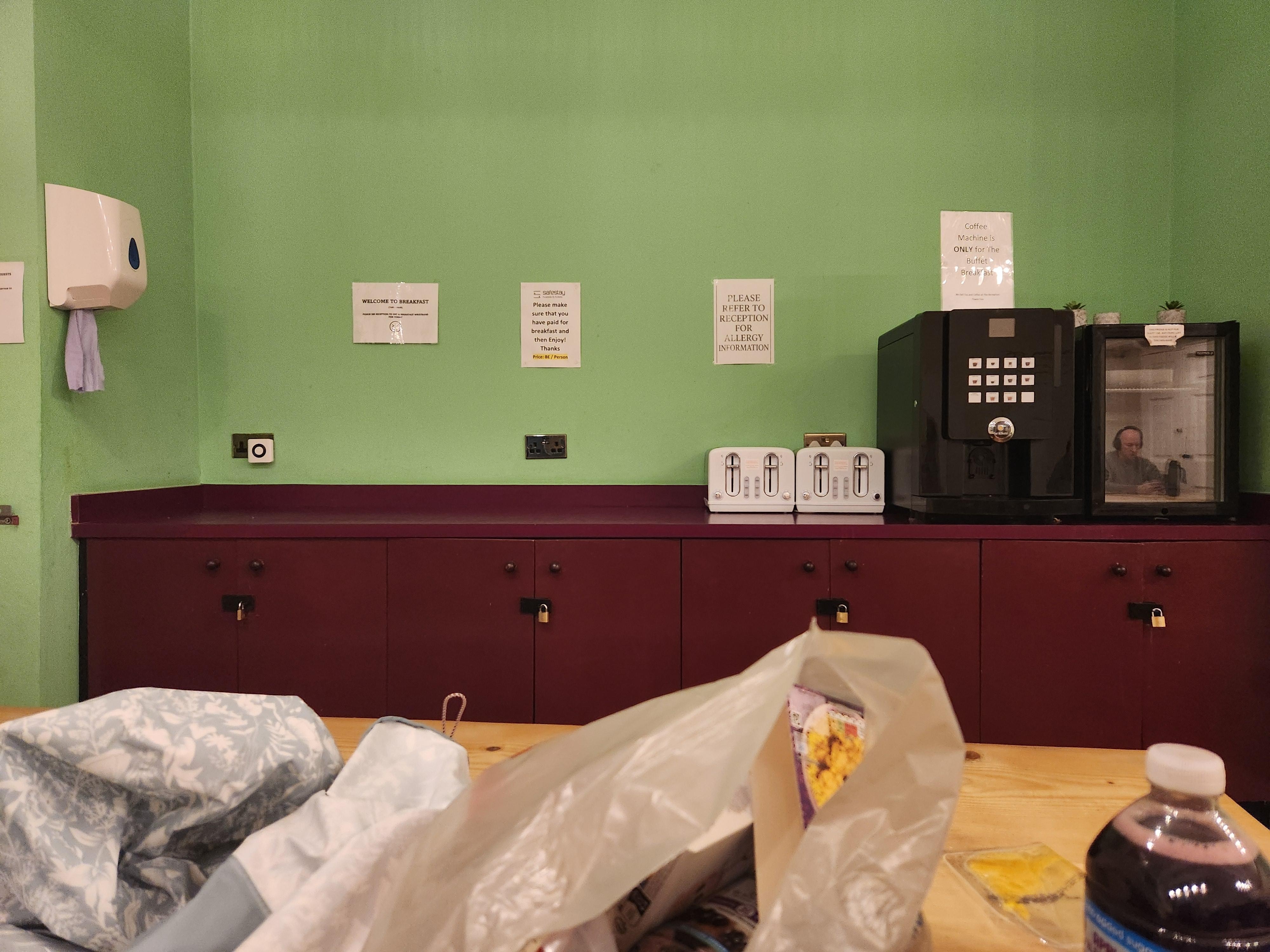 Don't you dare touch the coffee machine outside of breakfast time.