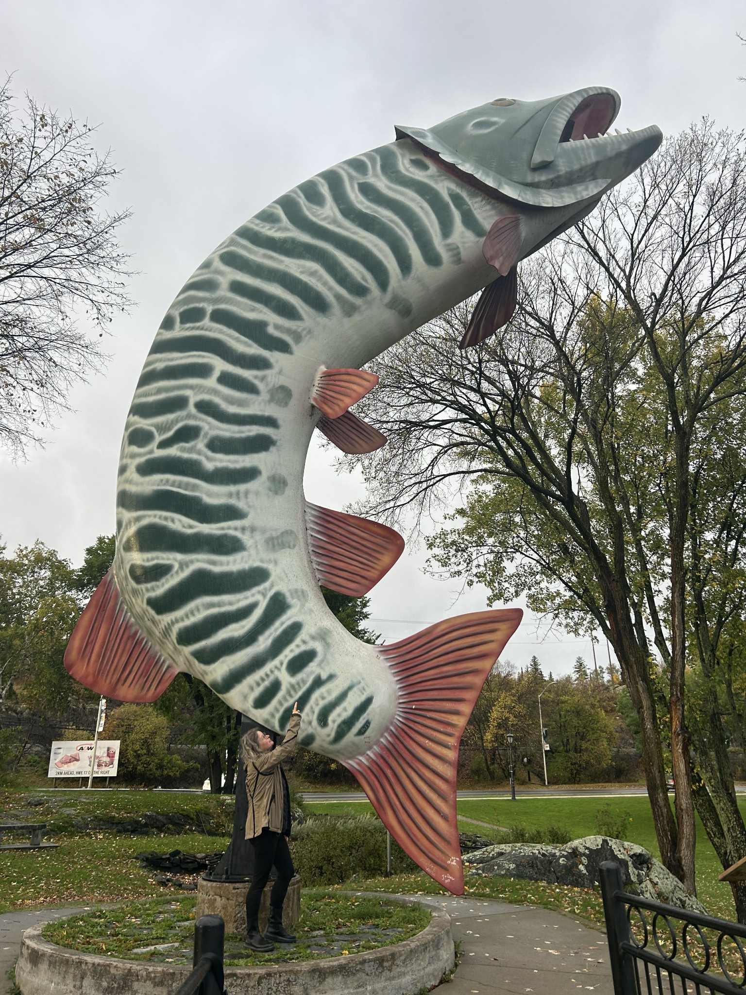 Drove from the hotel and checked out the famous fish statue in Kenora!