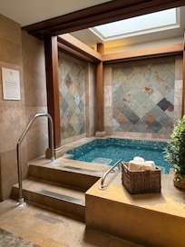 The women’s locker room in the spa