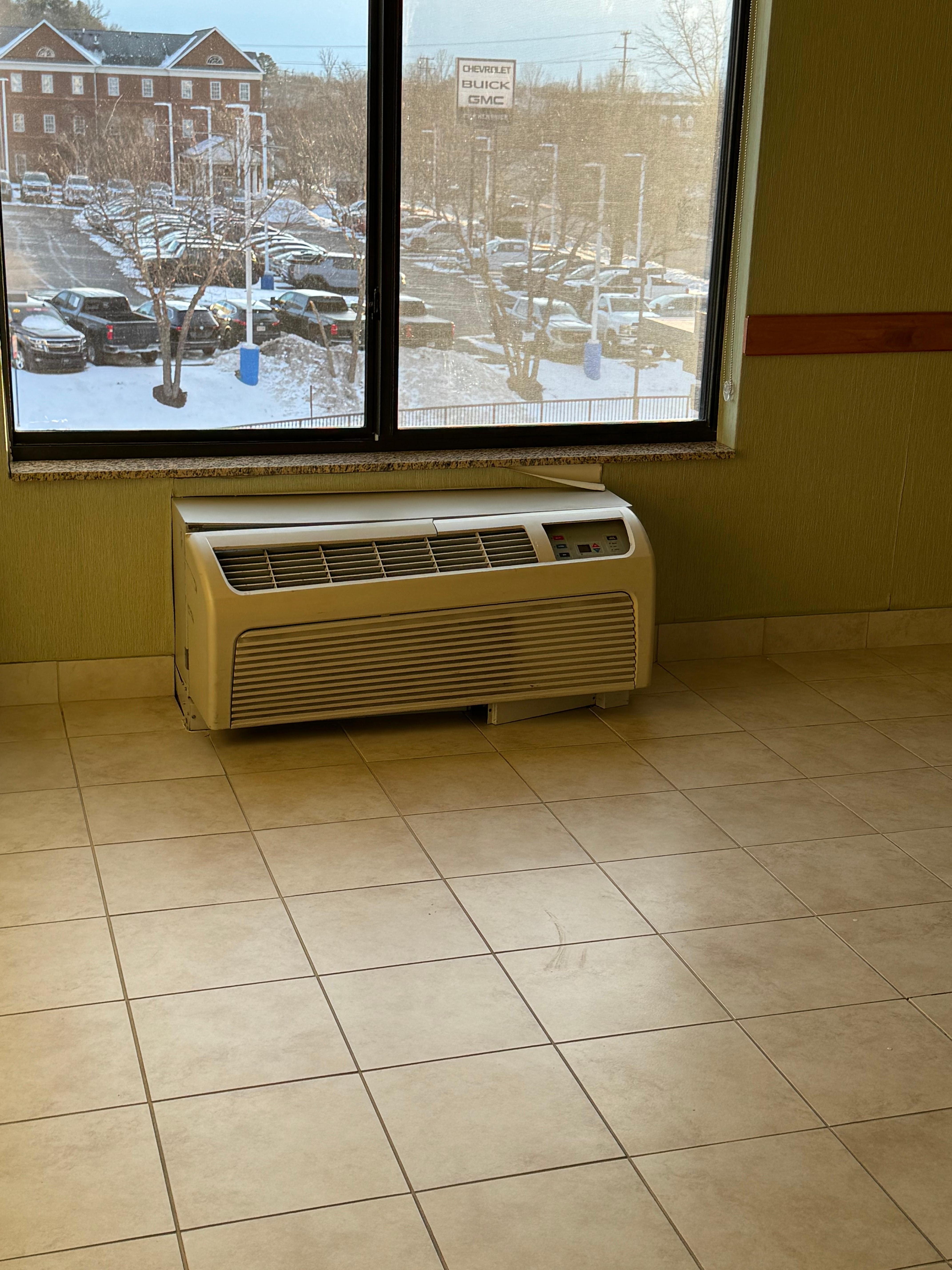 The HVAC unit was looking like it needed some attention. Only one elevator worked as well and it had a strong smell of cigarettes the day I arrived which was gross. 