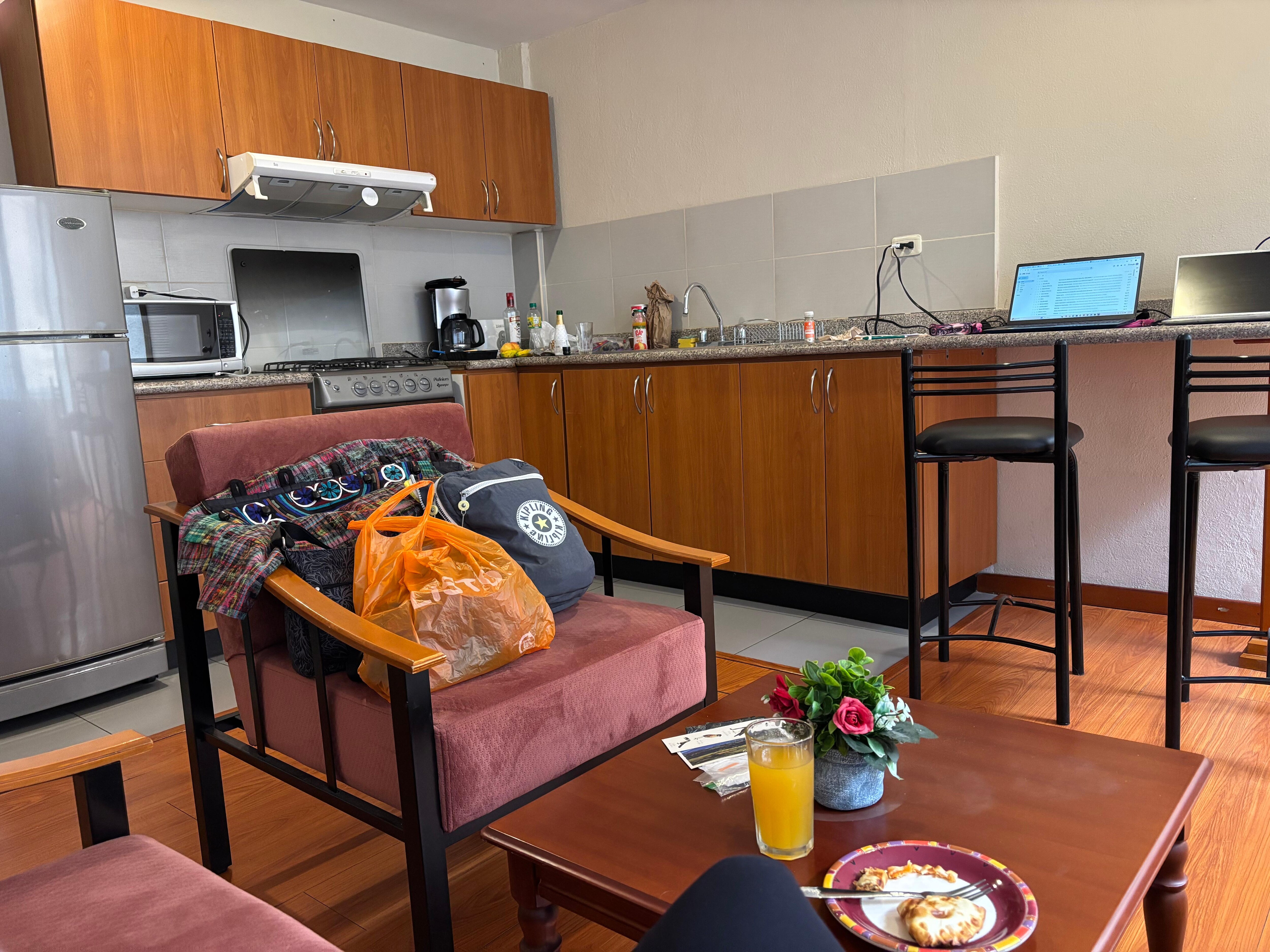 Kitchen & spacious living room was helpful during our stay (we could get our work done)