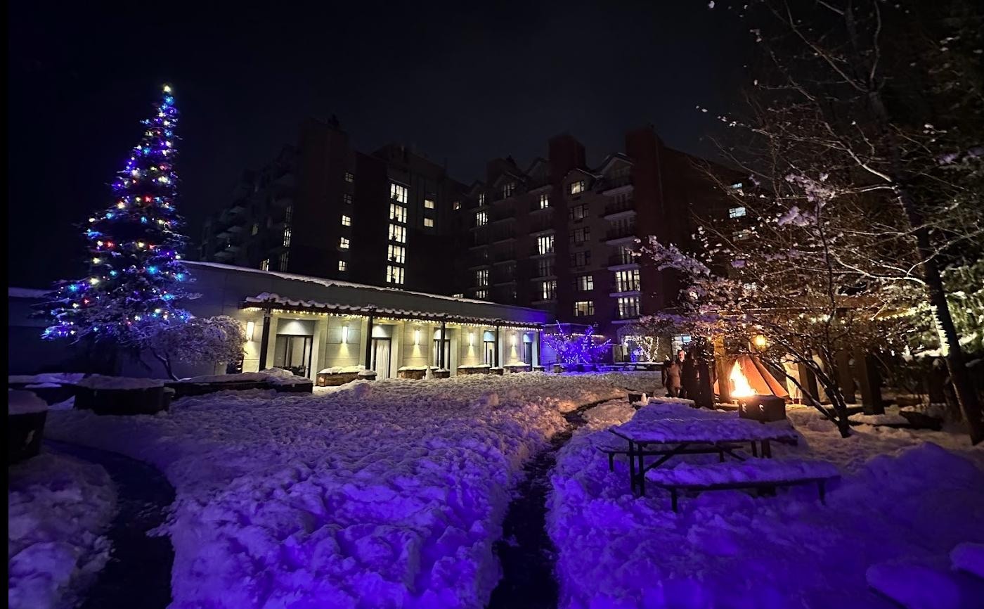 Evening bonfire in the courtyard.