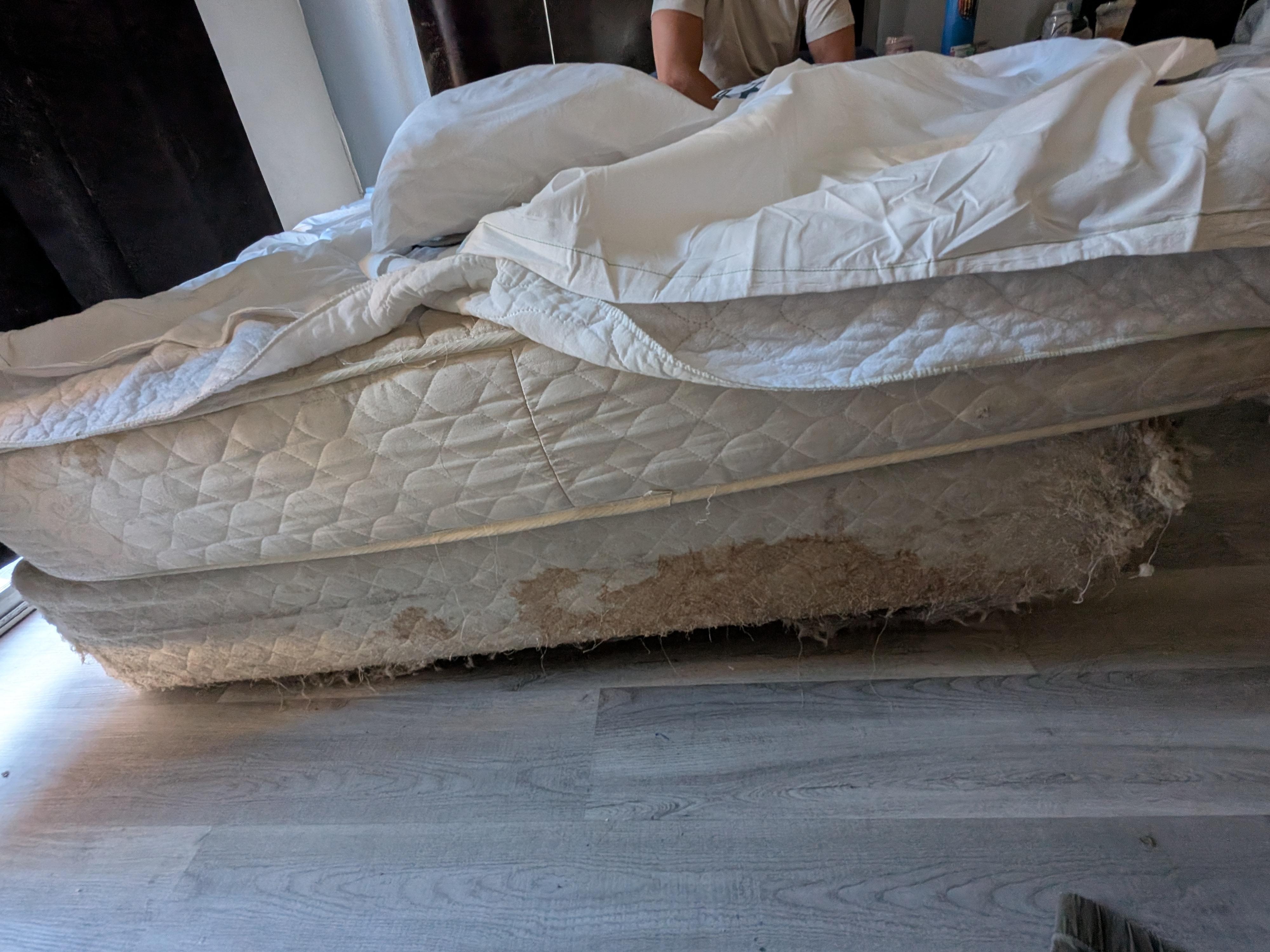 Bed was gross and broken. Several inches lower on one side so entire mattress was sloped.