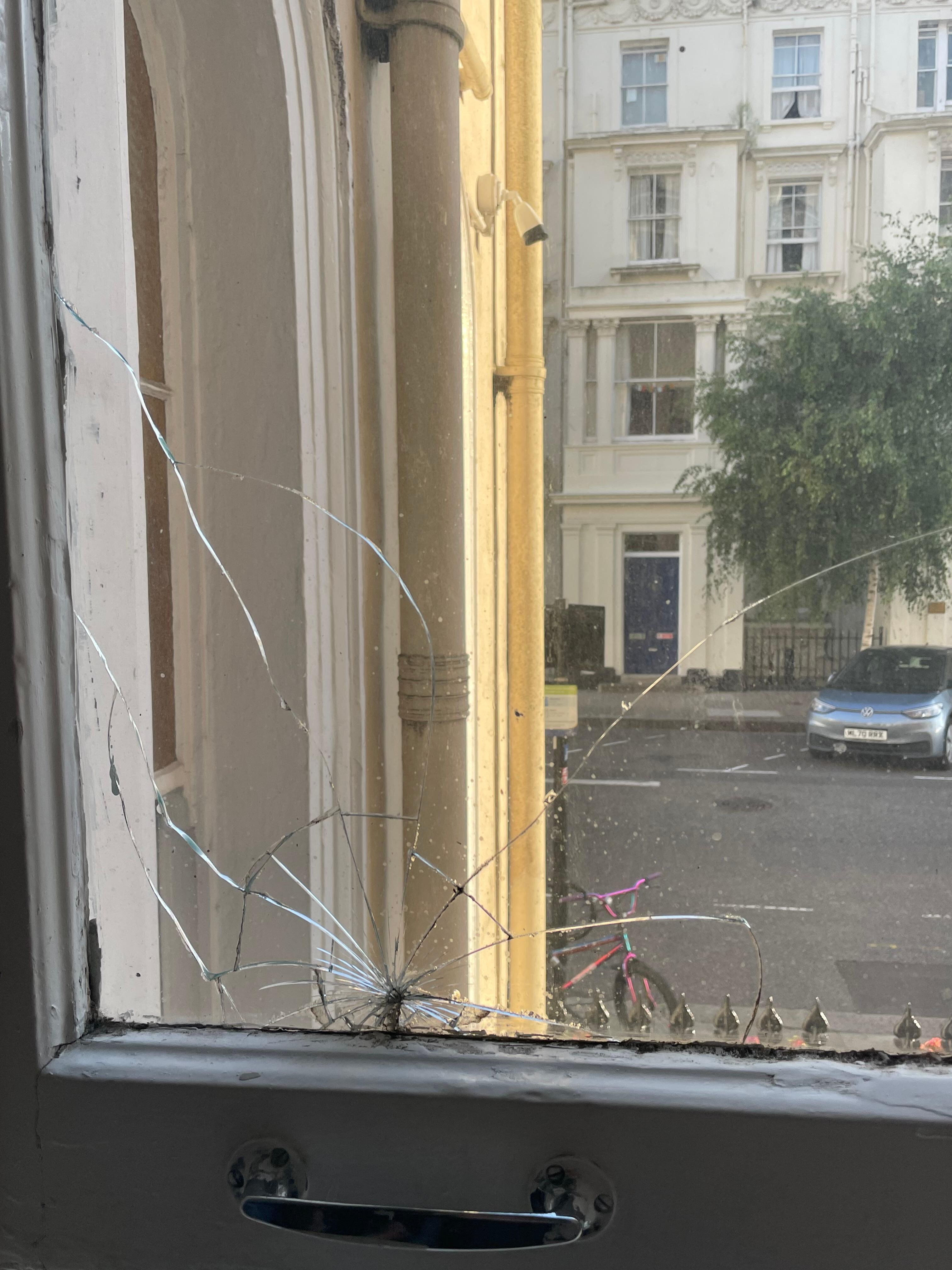 Broken window pane