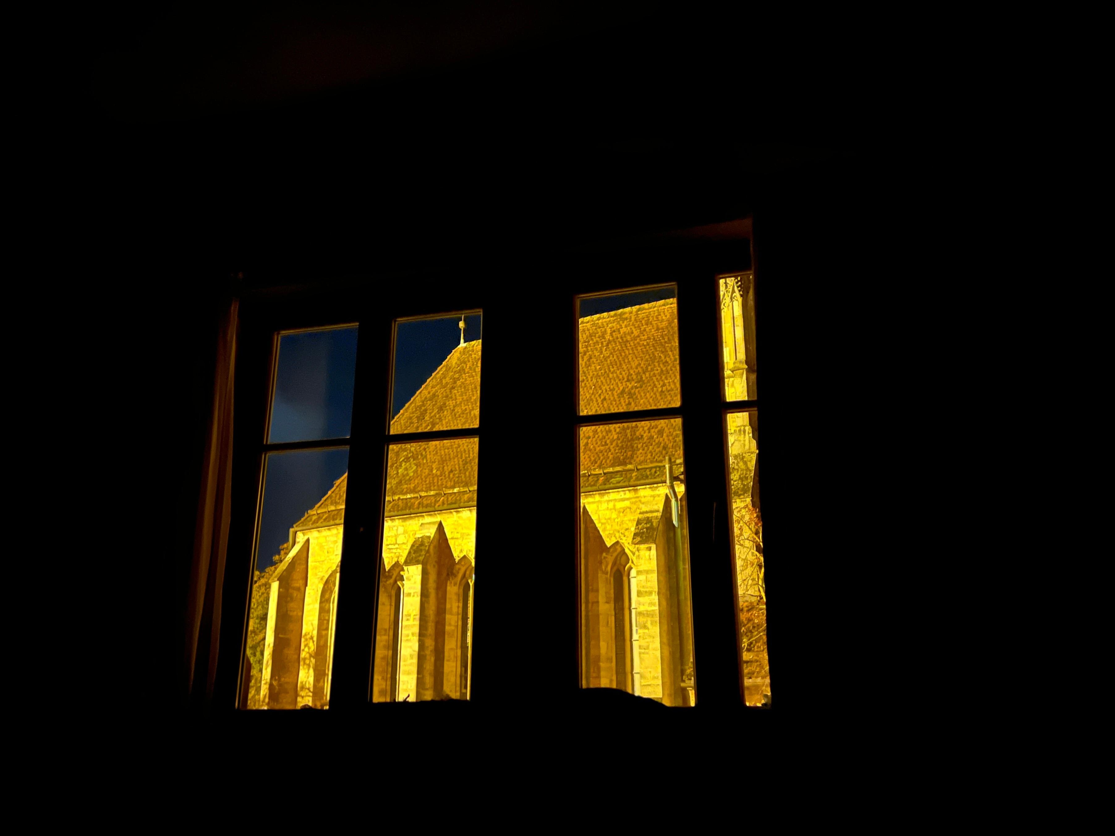 View of the church next door from my bed. I’m into views.