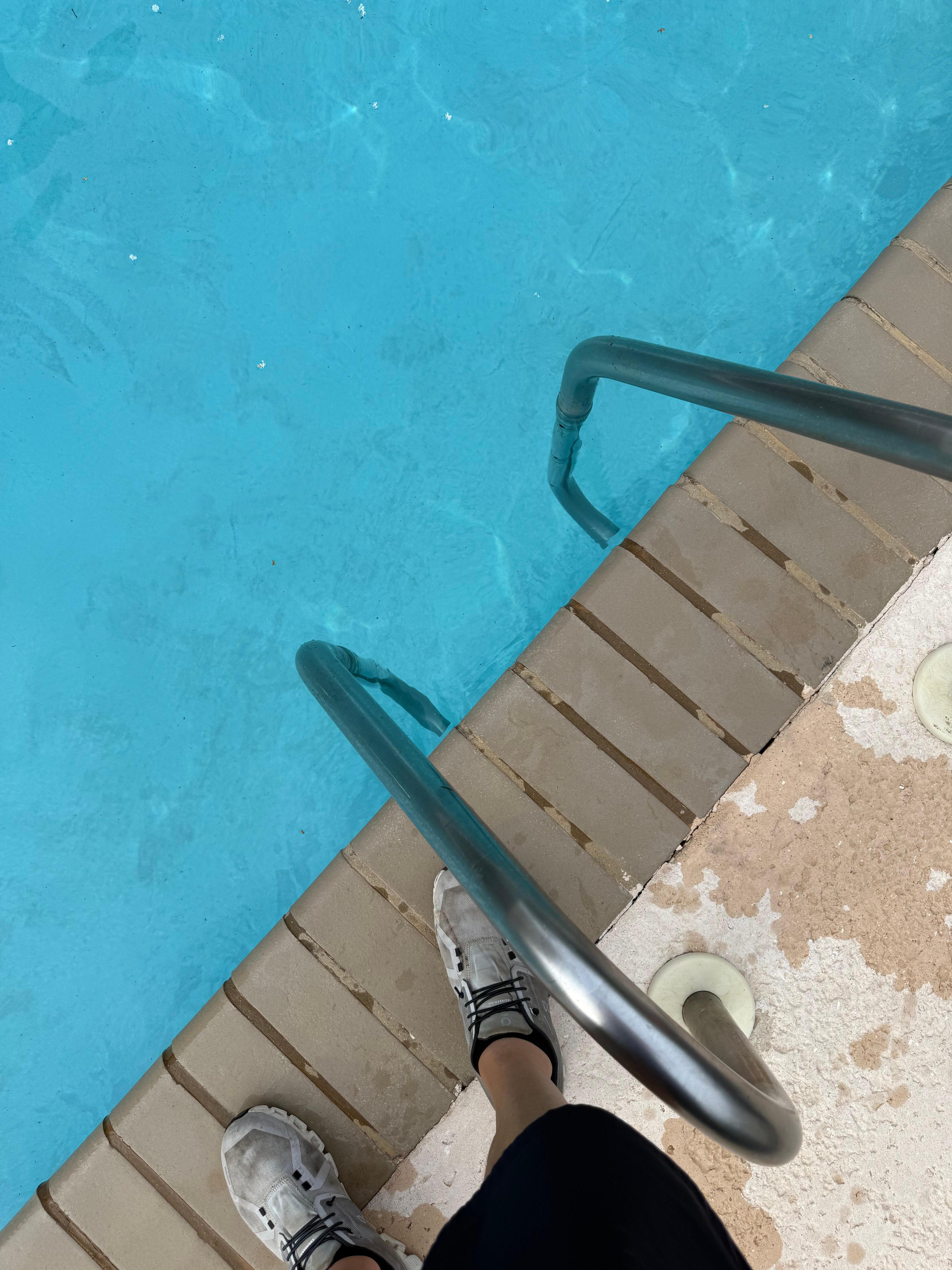 Missing steps in deep end of pool