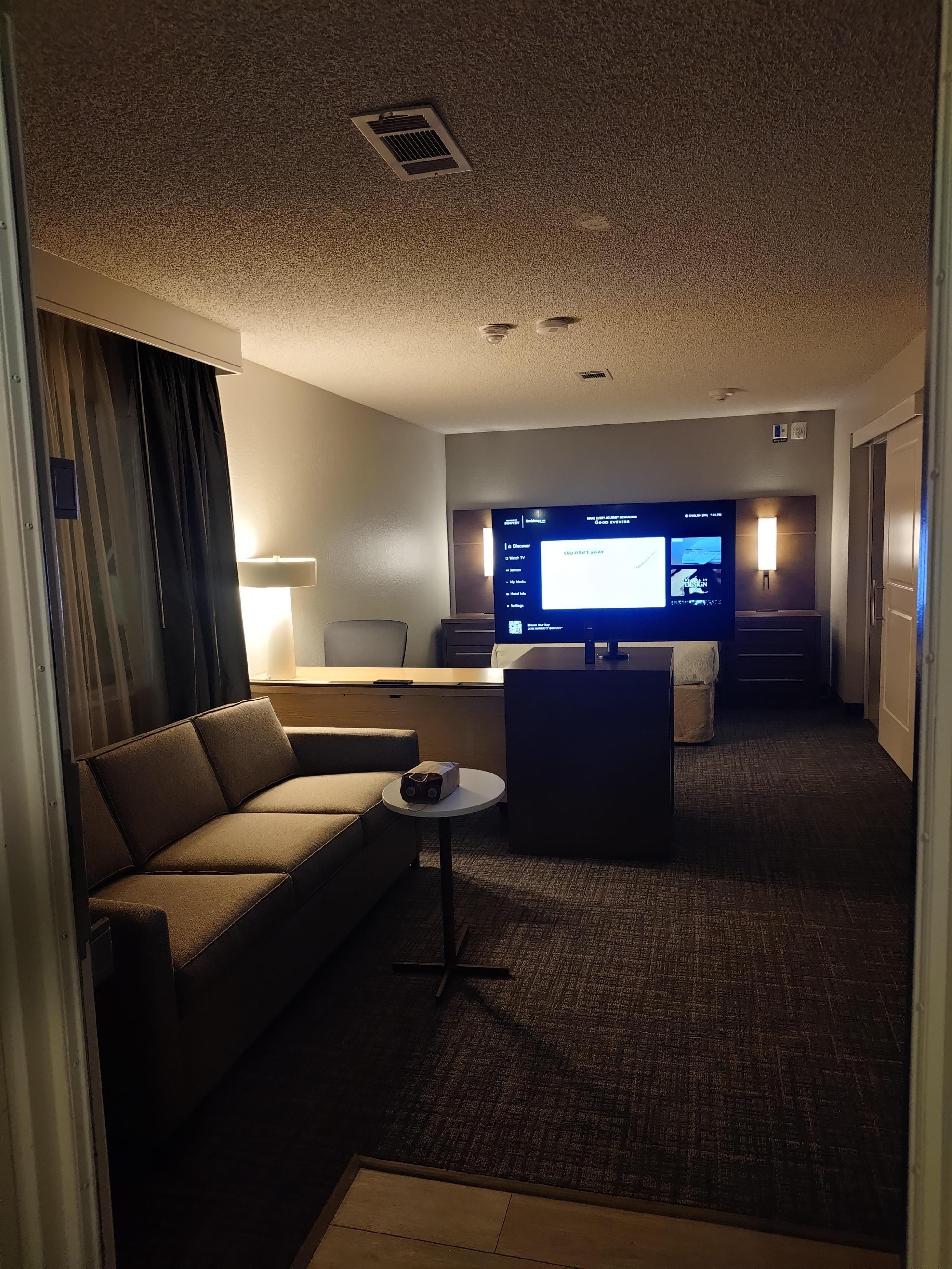 1人で持て余してしまうくらい広い部屋、テレビへ全方向に対応可能(手動)なのでGOOD