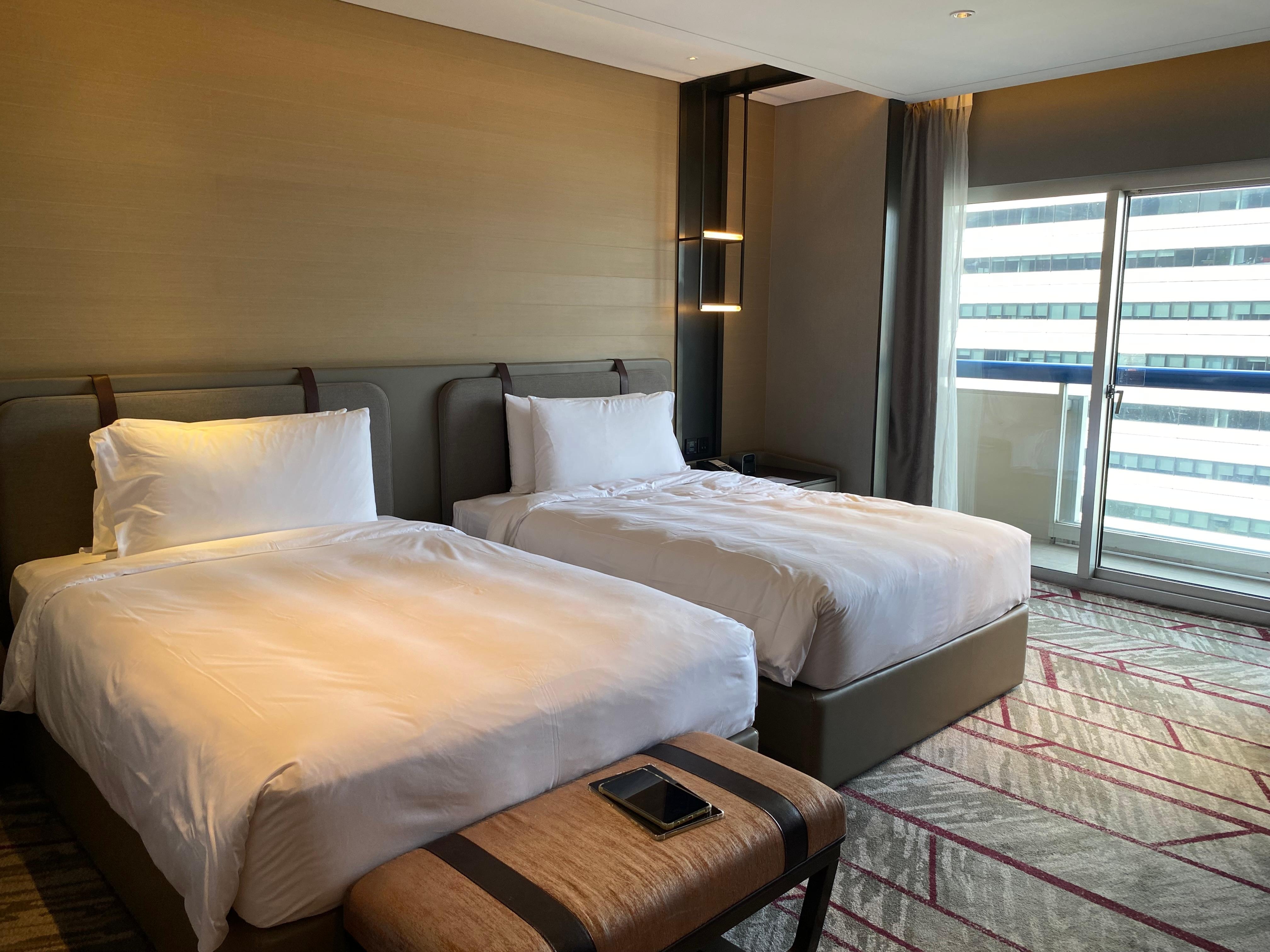 The double bed room size is comfortable for a family of 4. 