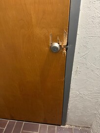 Door in the stairwell. I mentioned this to management and they had no idea.