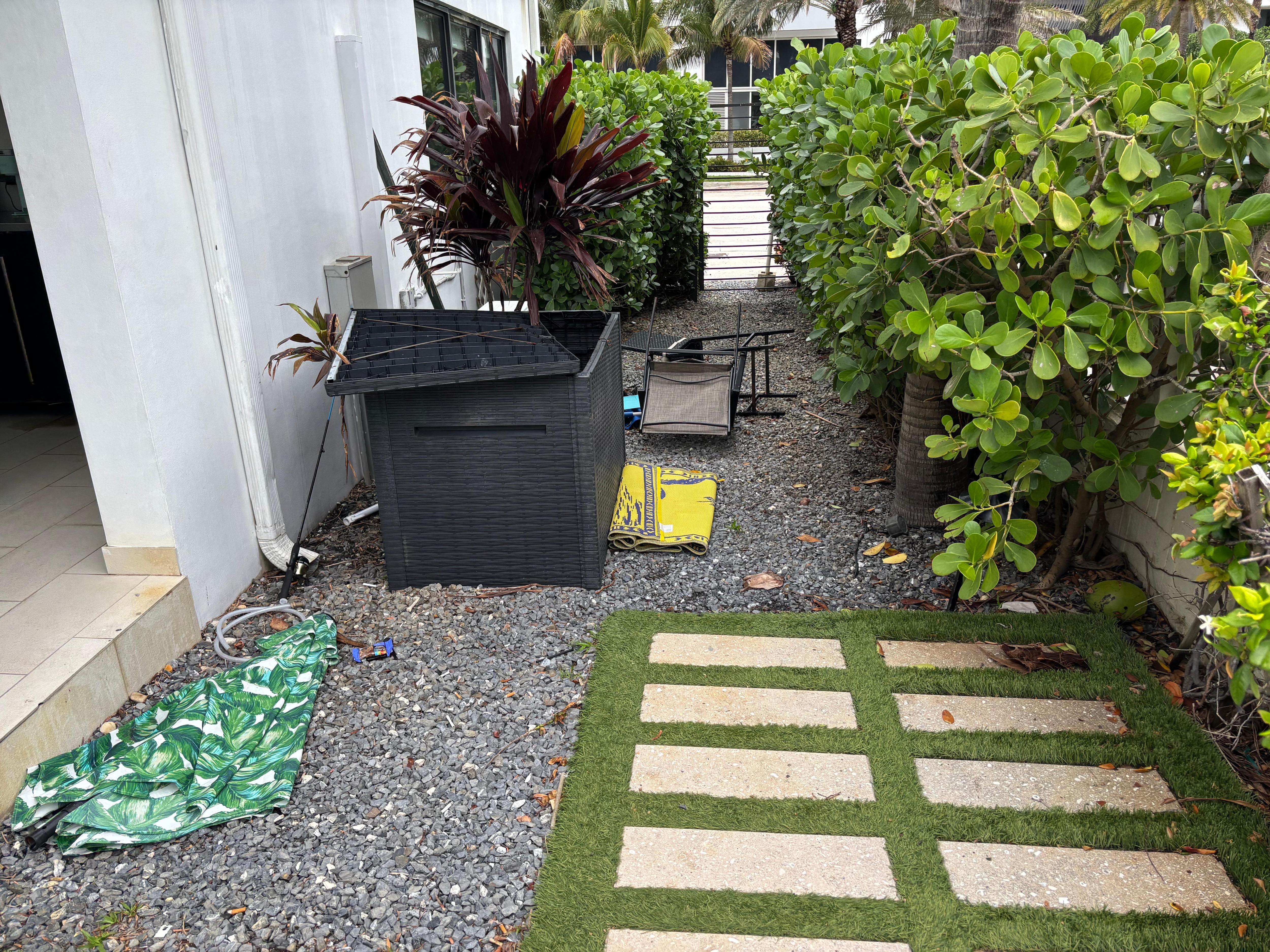 While property not maintained , stuff thrown beside the building.