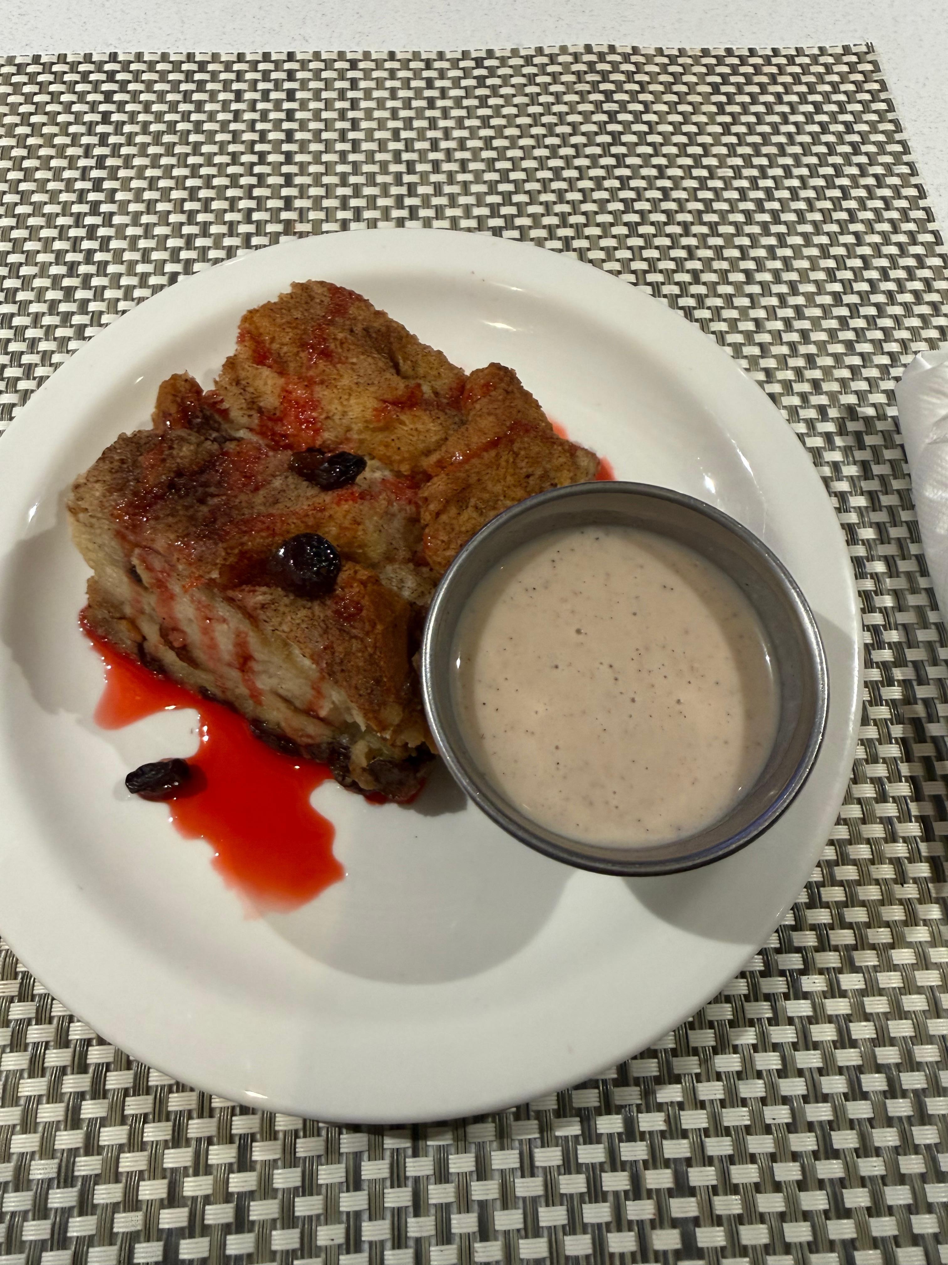 The warm bread pudding was a perfect snack. 