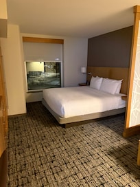 My cozy room with extra blankets & a couch & mini fridge not pictured