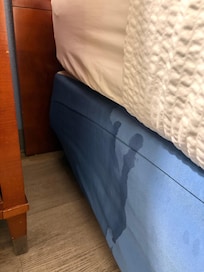 Looks like someone may have spilled something and it was never cleaned up or laundried.