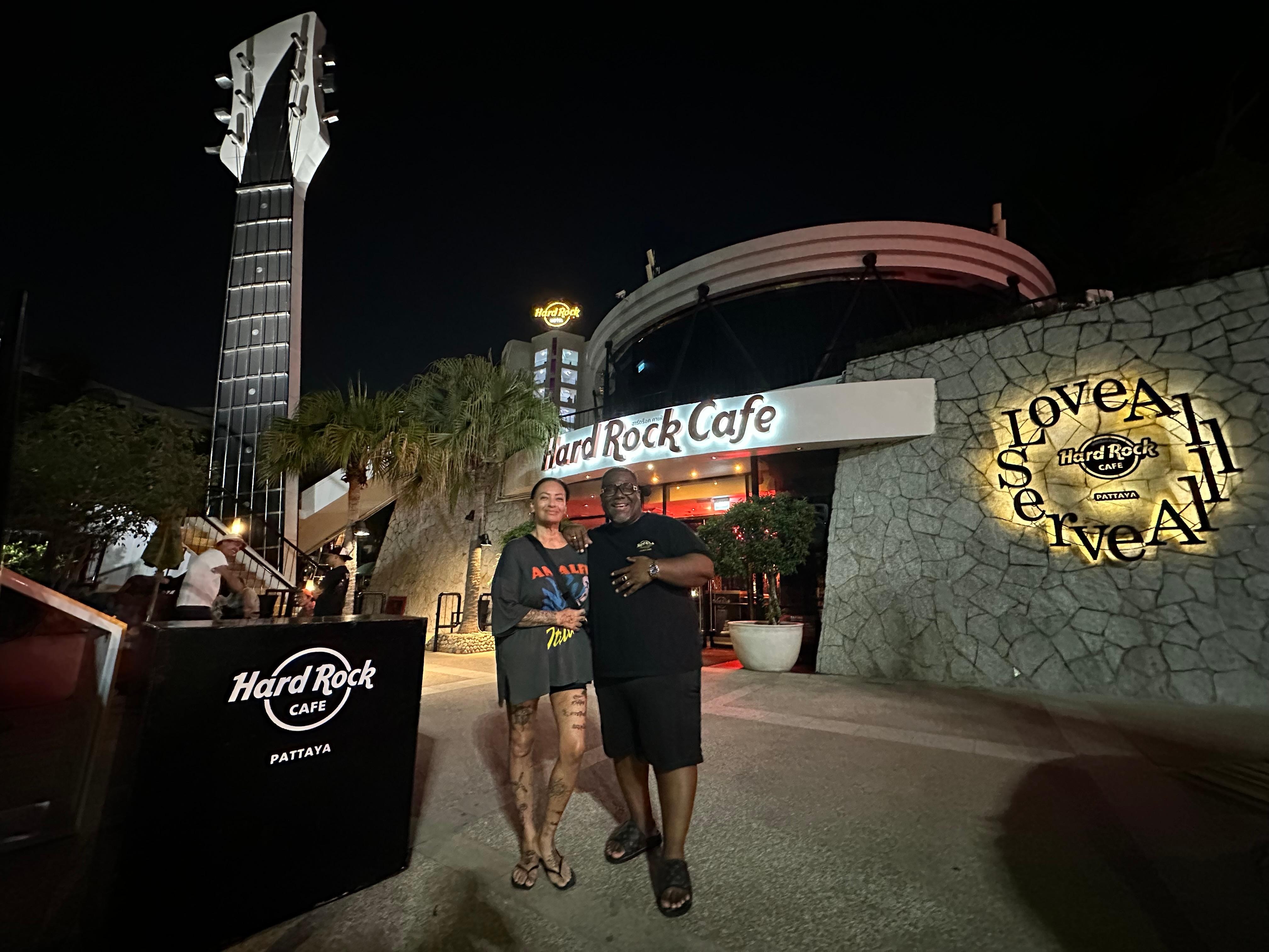 In front of the restaurant. Great food there! 