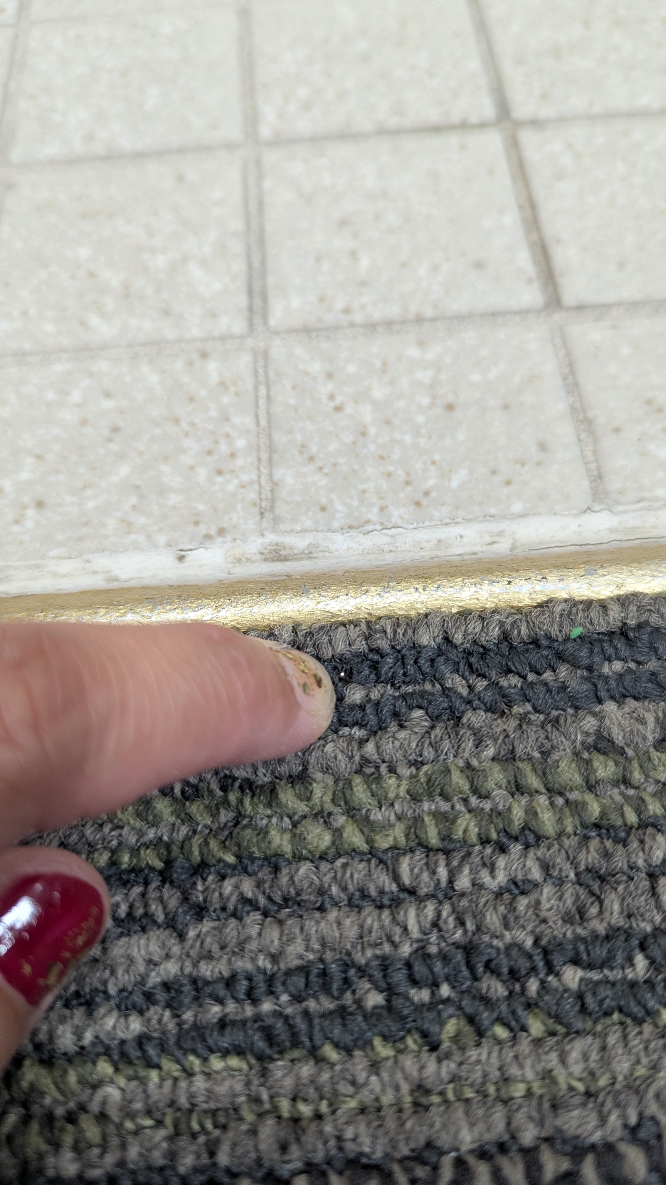 Carpet tacks poking out.