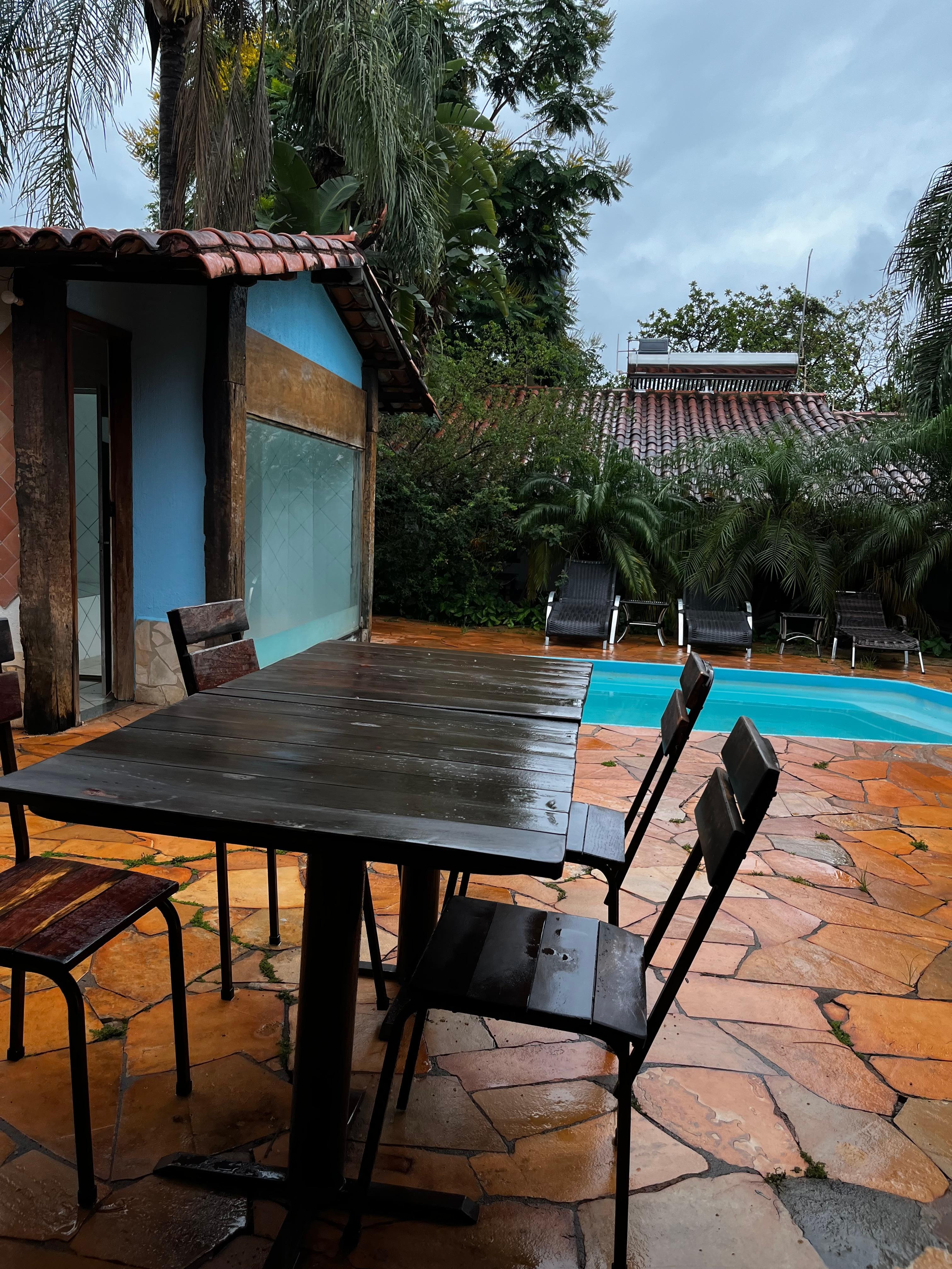 Área do café e da piscina