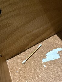 Used Q-Tips in drawer.