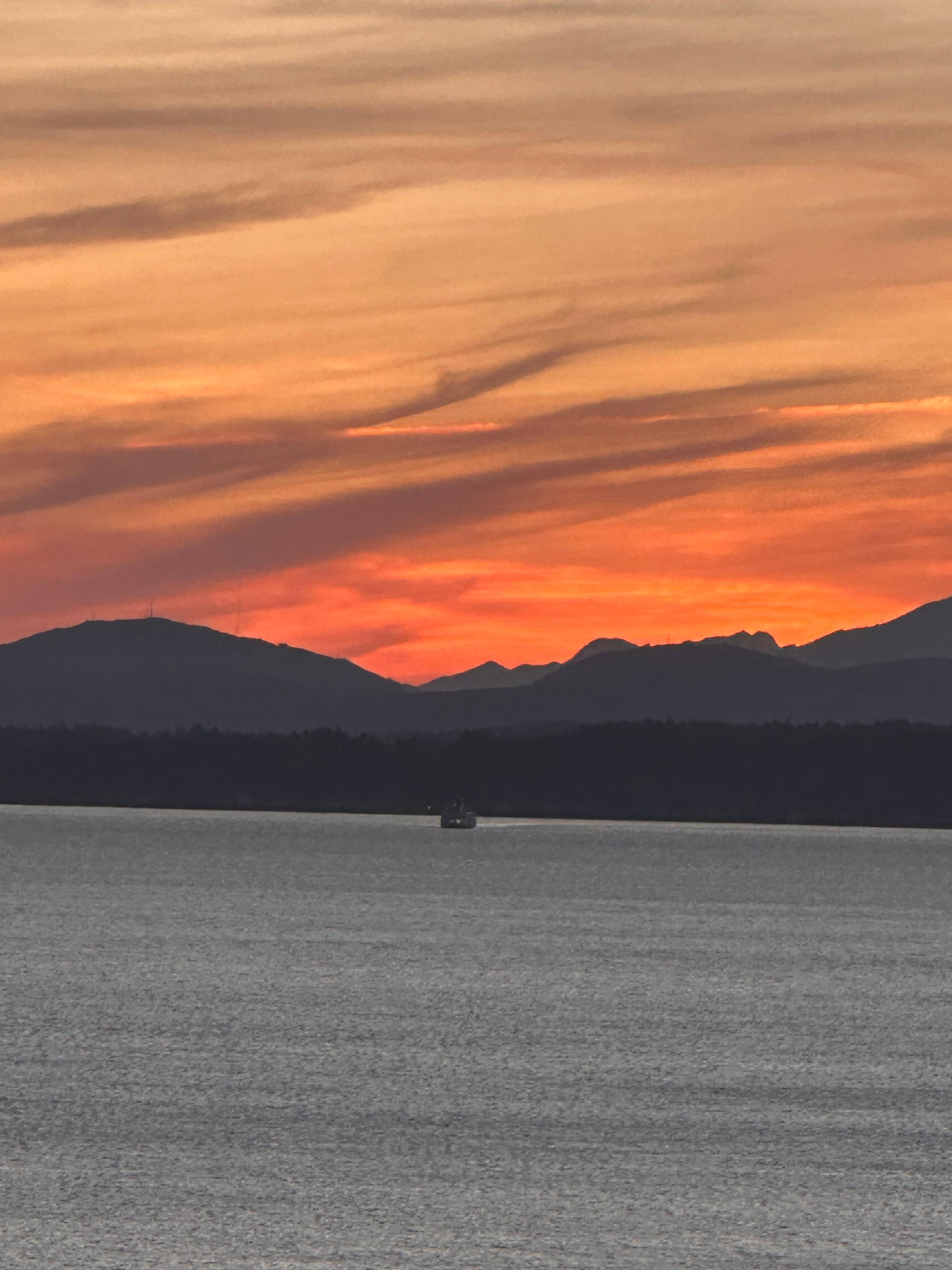 Sunset over the Puget Sound from rooftop garden.
