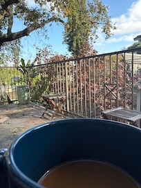 Coffee on the bungalow balcony