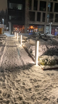 Well lit outside, even in the snow!