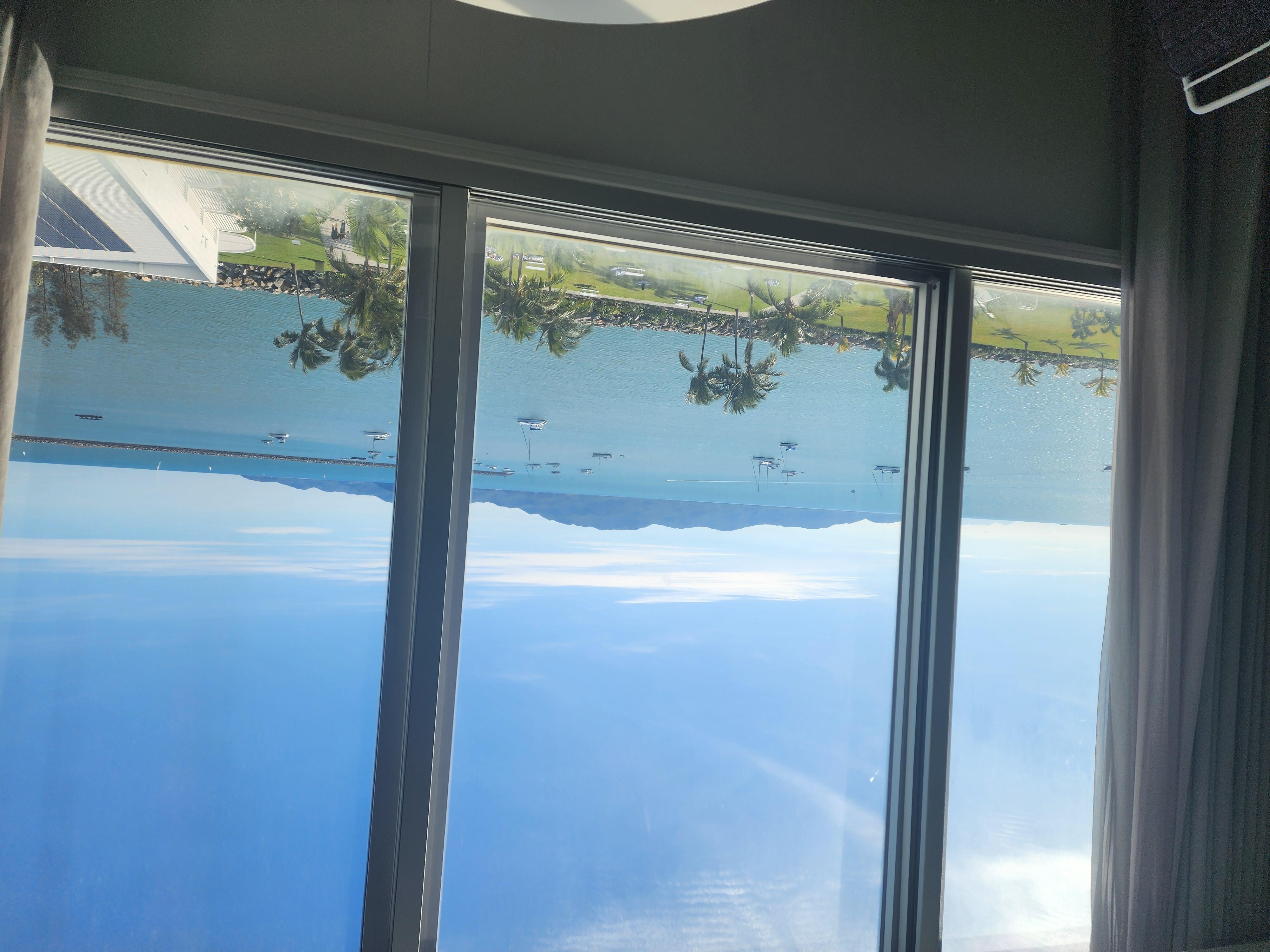 Out to sea past the pool area. View from our room.