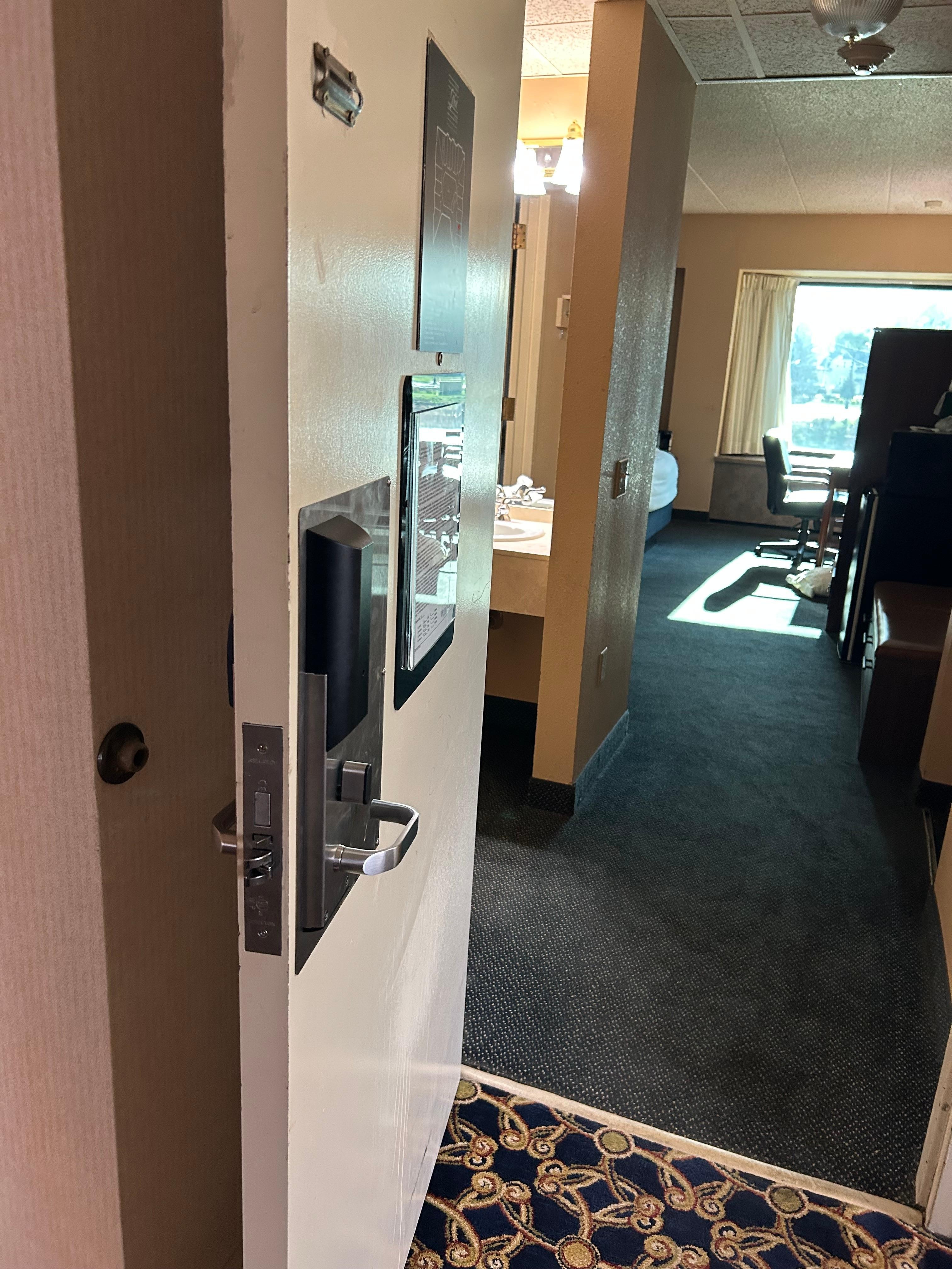 Door wide open, have to force it to close.