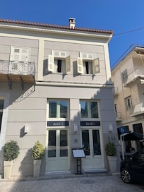 Front if the hotel looking up to our open shutters