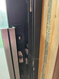 This is the sliding glass door...closed. You can see it is not secure or tight.
