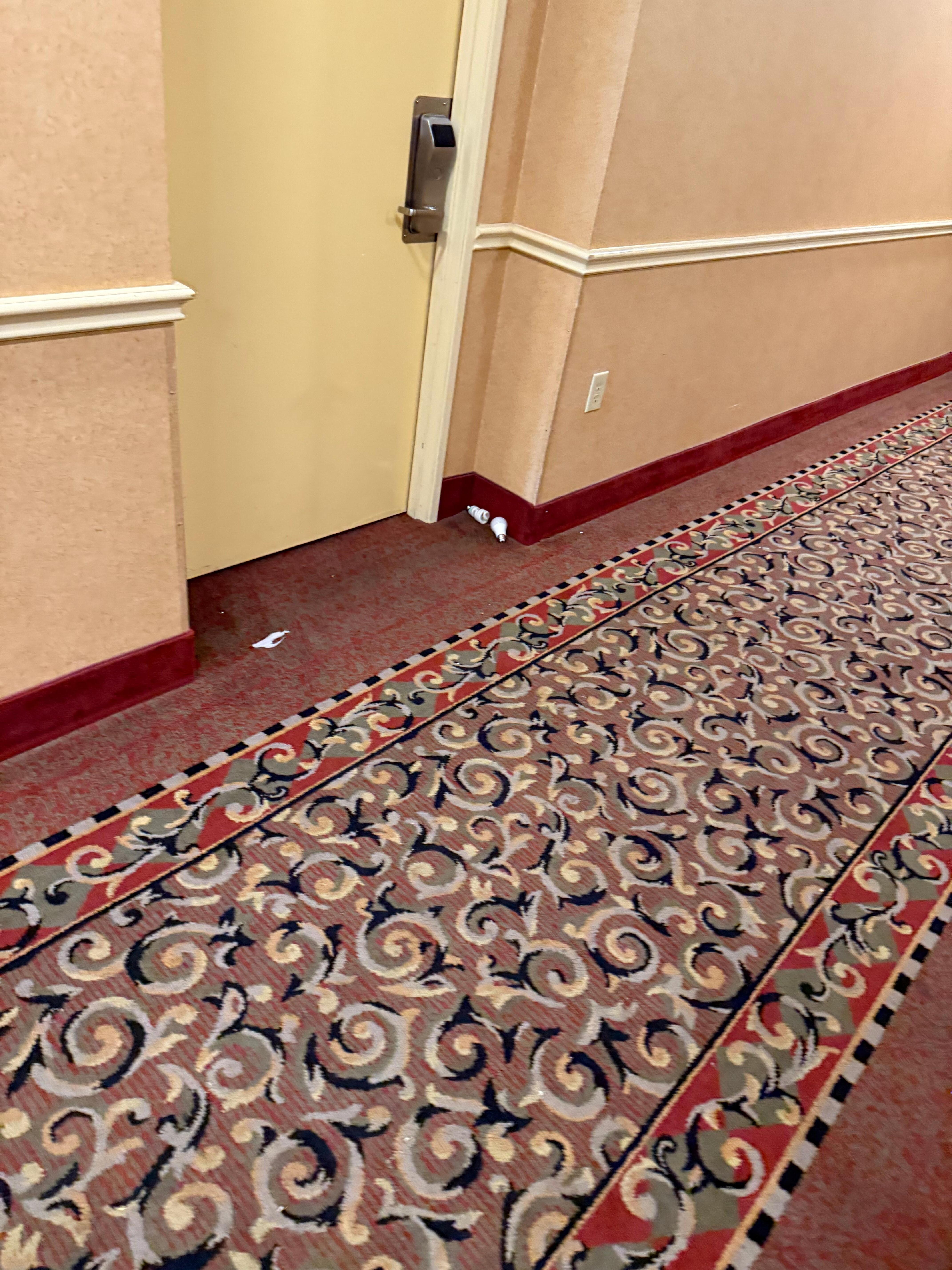 Trash on the floor in all areas of hotel