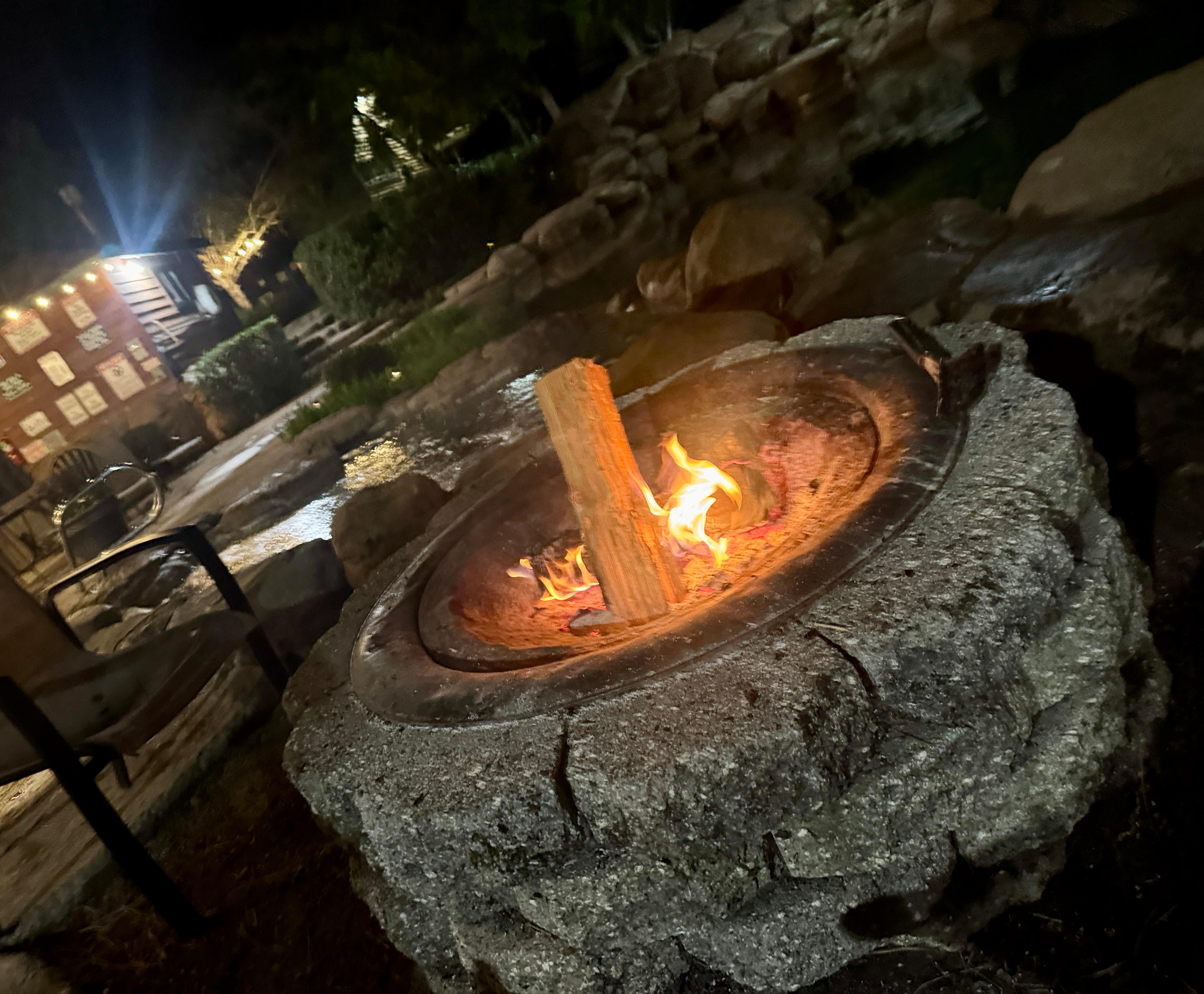 Sitting by the fire and listening to the waterfalls nearby - peaceful.