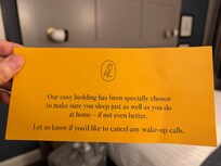 I think they wanted me to let them know if I wanted a wake-up call? I was confused! : )