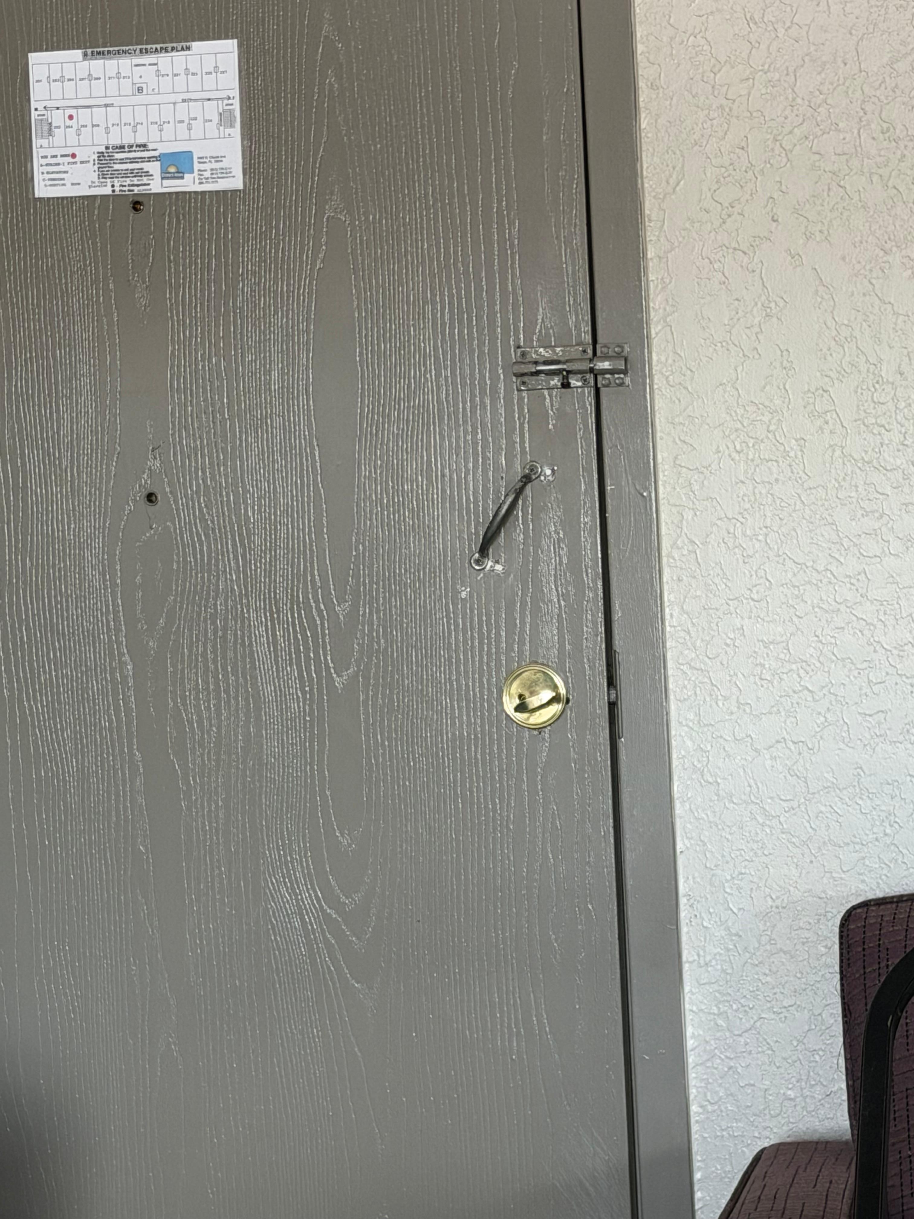 The door in the “king suite” at $375/night